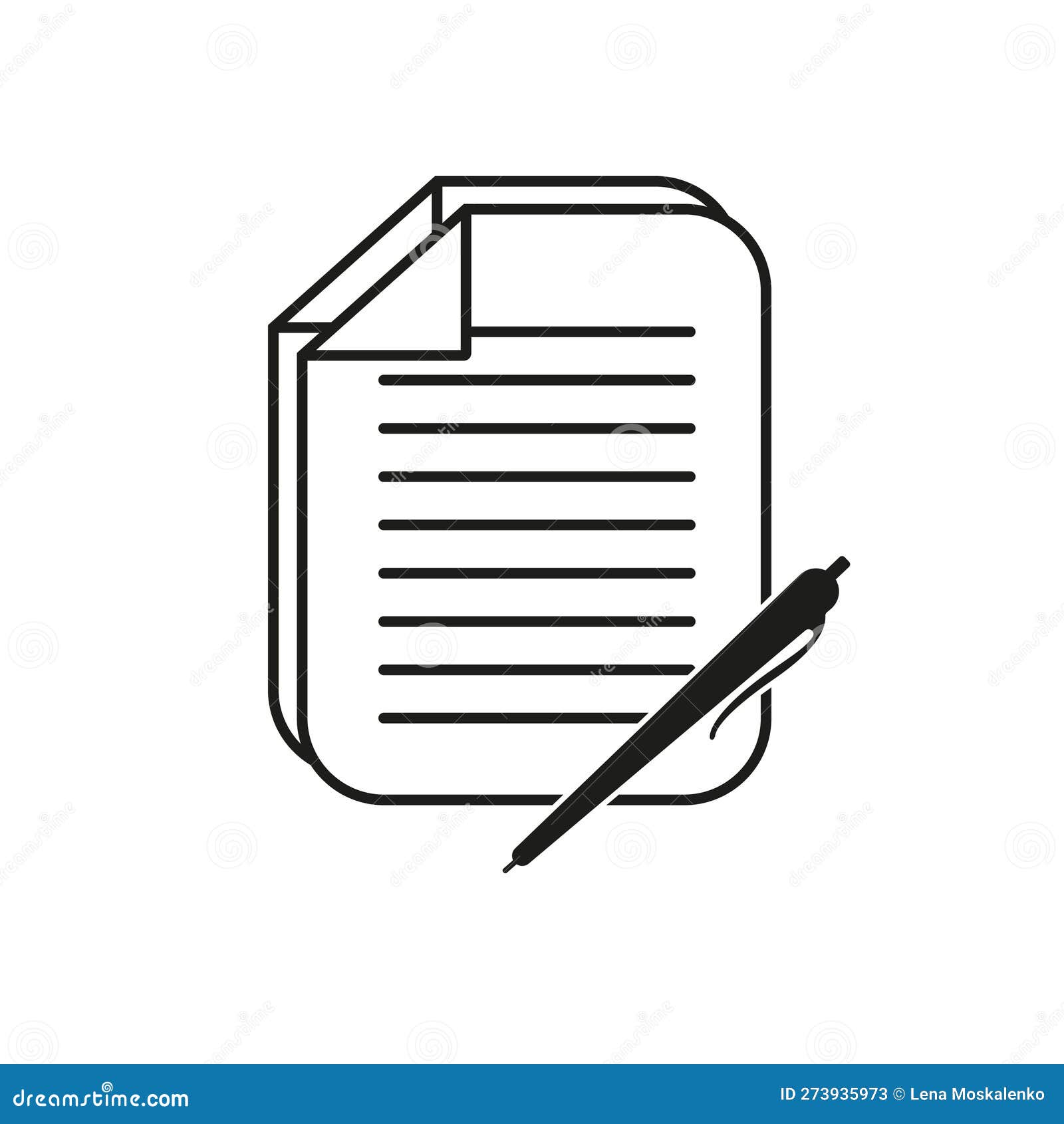 Notepad Symbol. Icon of Paper and Pen Stock Illustration - Illustration ...