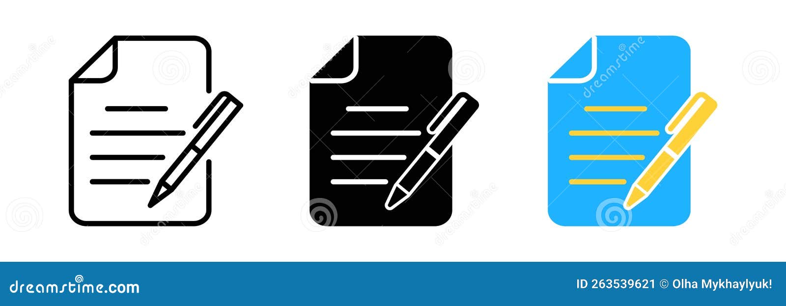 Notepad Symbol. Simple Flat Icon of Paper and Pen. Notebook with Some ...