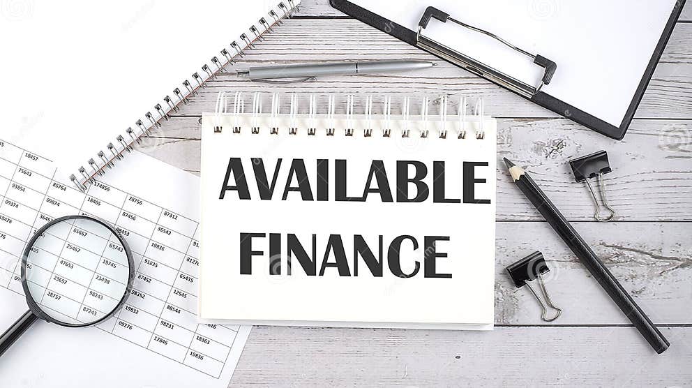 Notepad with Text AVAILABLE FINANCE with a Pen,office Tools and Graphs ...