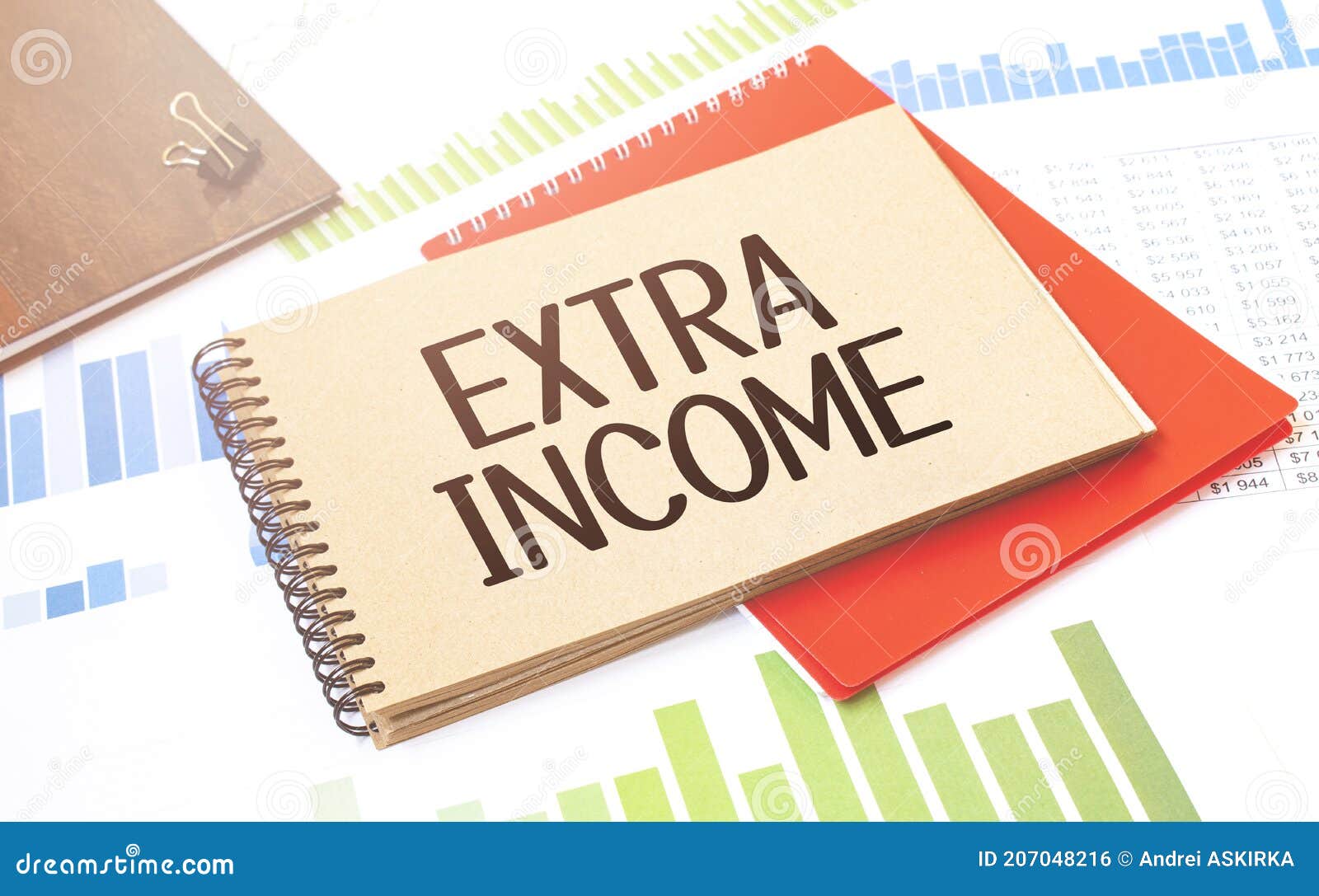 Notepad with Text EXTRA INCOME. Diagram, Red Notepad and White ...