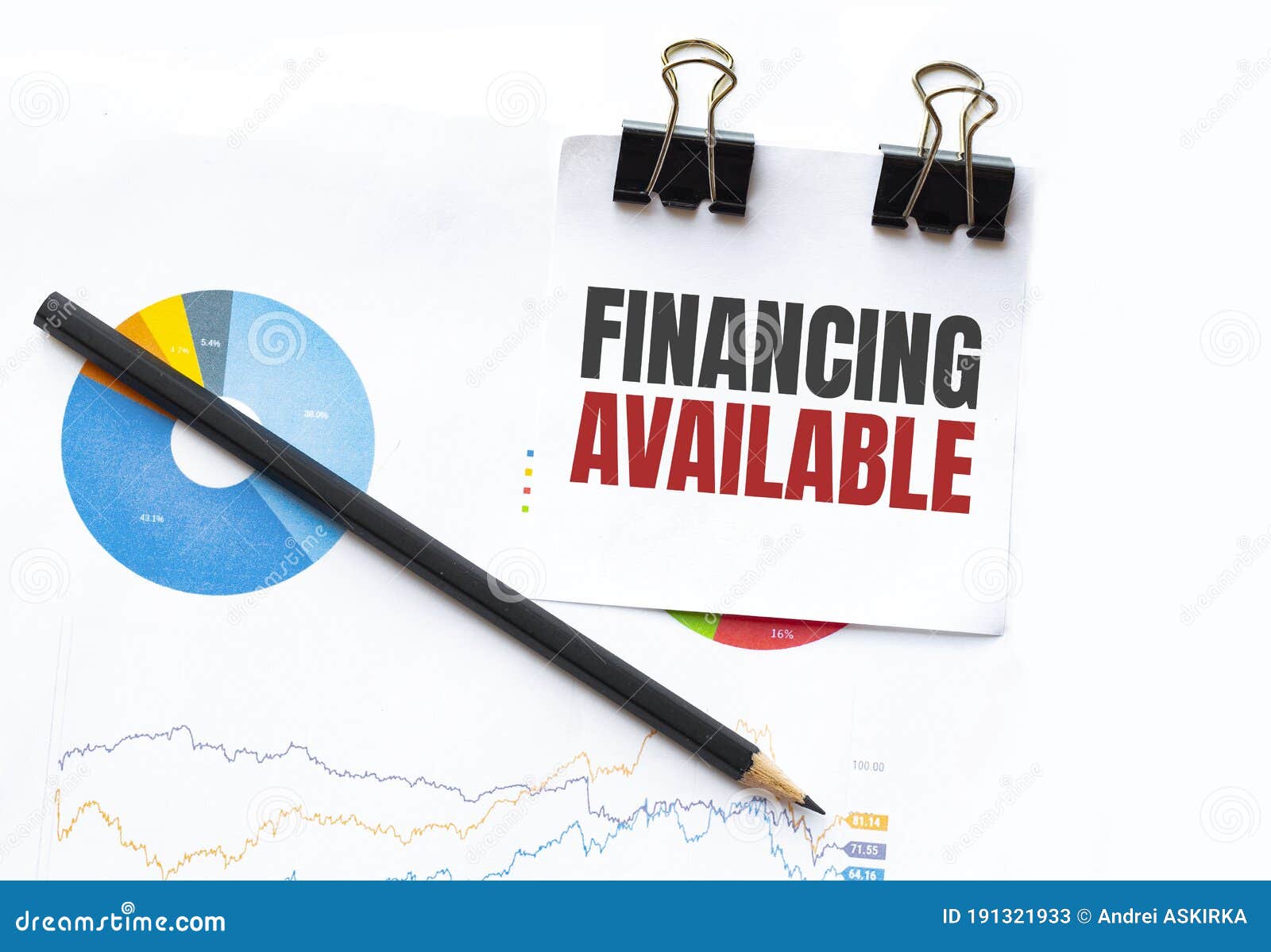 Notepad with Text FINANCING AVAILABLE on Business Charts and Pen Stock ...
