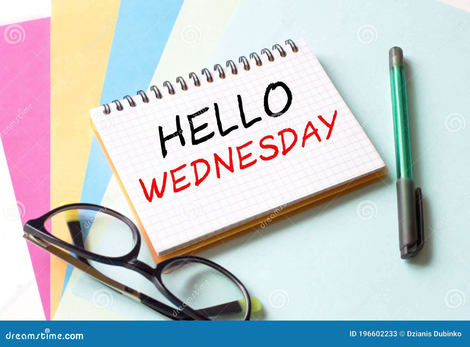 Hello Wednesday Alphabet Letter With Colorful Flowers Border Frame On ...