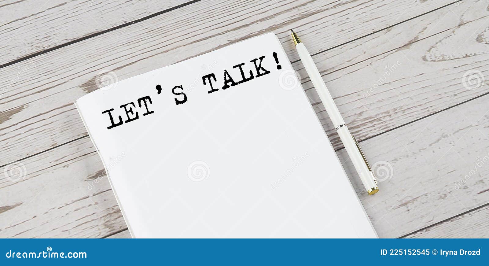 Notepad with Text LET`S TALK . White Background. Business Concept Stock ...