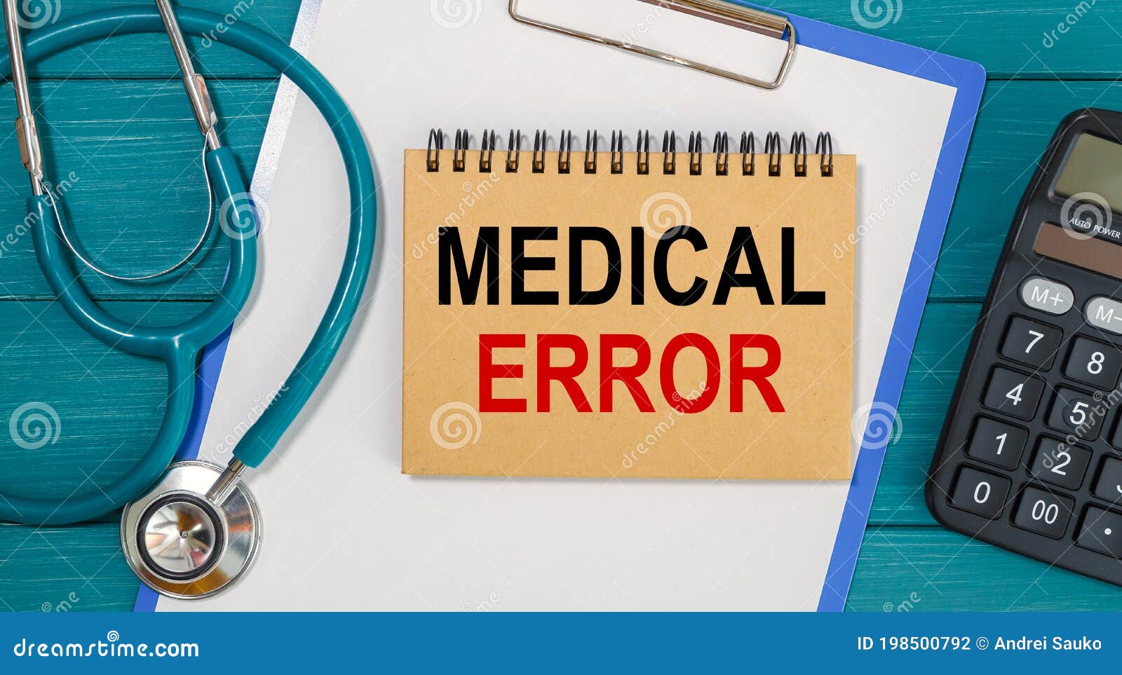 Notepad with Text MEDICAL ERROR, Calculator and Stethoscope Stock Photo ...