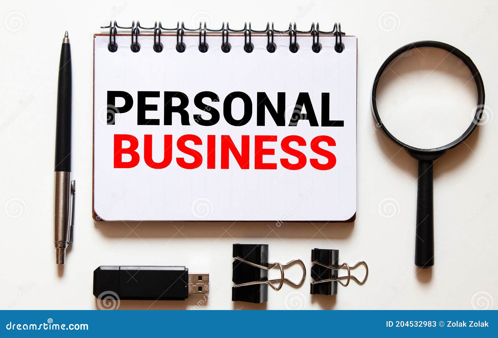 Notepad with Text PERSONAL BUSINESS, on Business Charts and Pen and ...