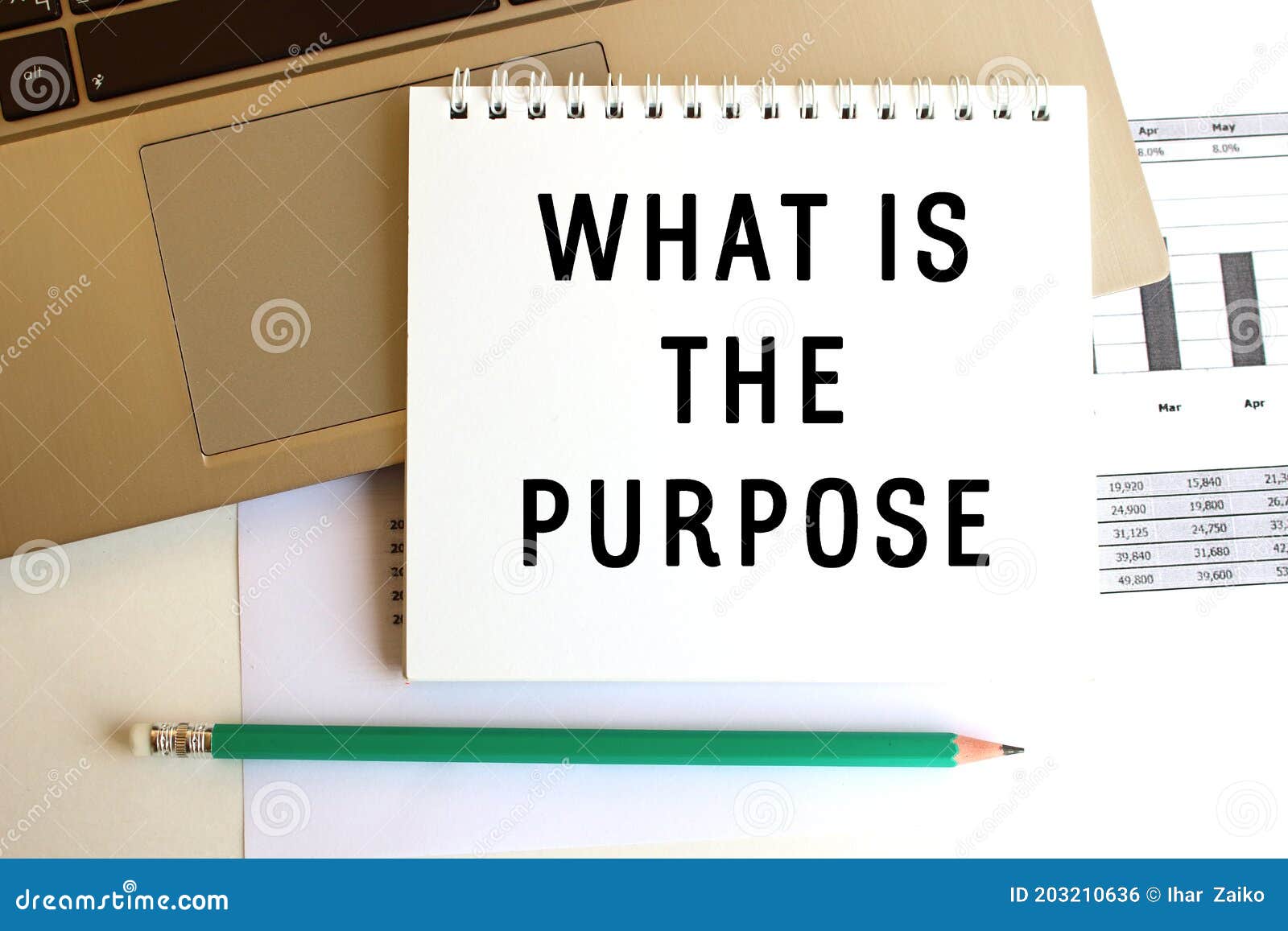 Notepad with the Text WHAT is the PURPOSE is on the Laptop Keyboard ...