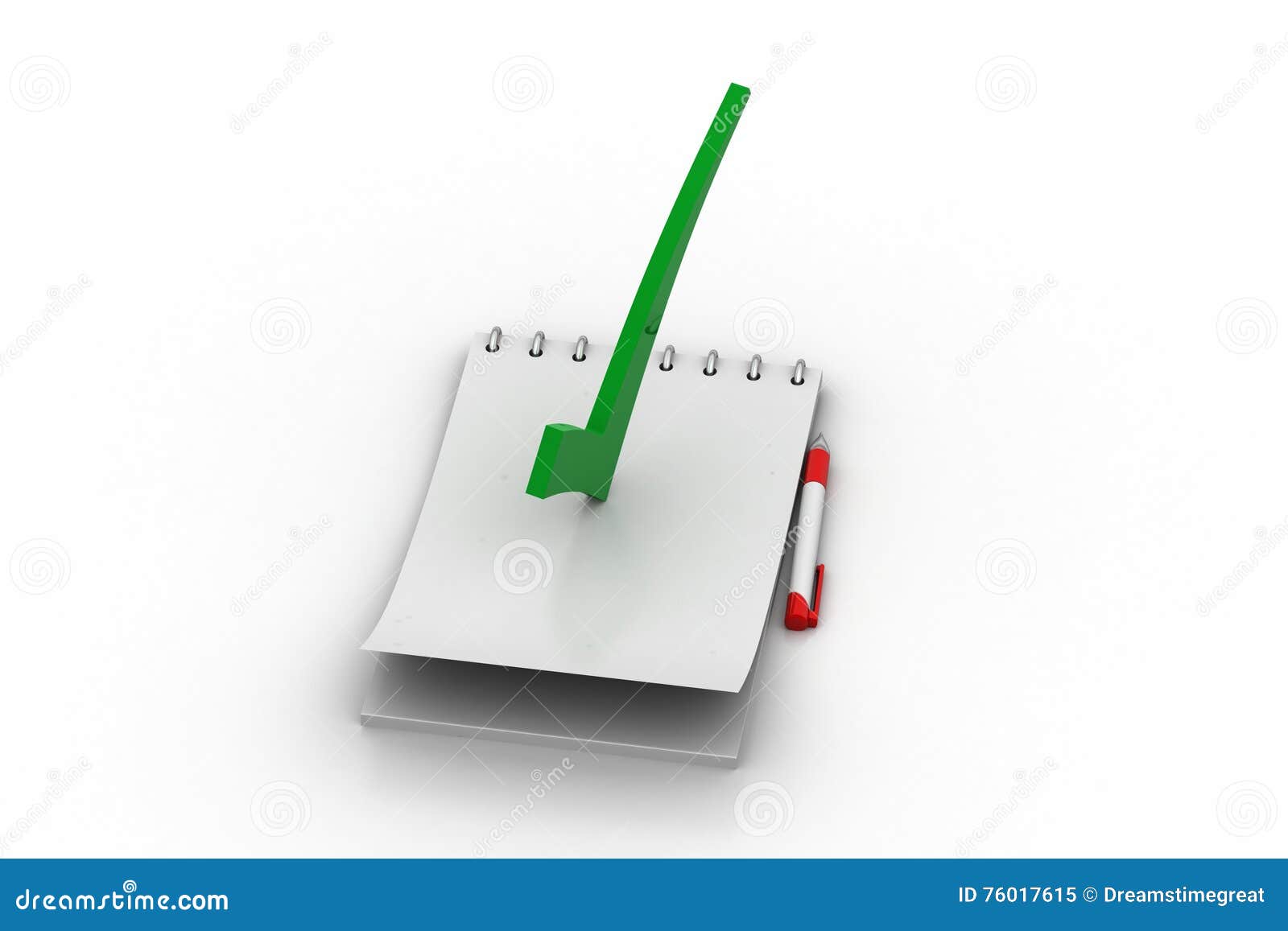 Notepad with tick mark stock illustration. Illustration of board - 76017615