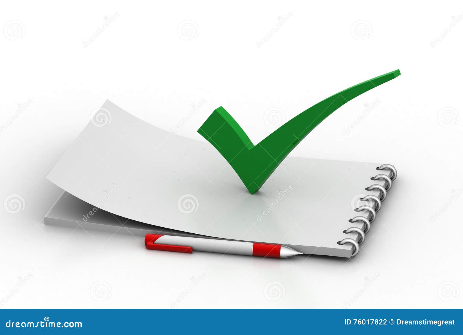 Notepad with tick mark stock illustration. Illustration of empty - 76017822
