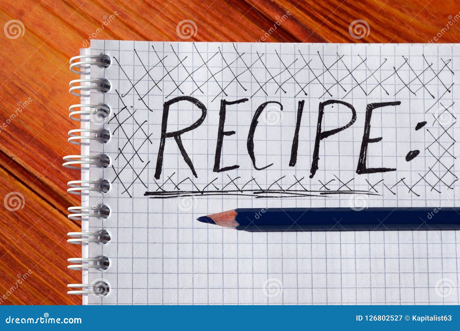 Notepad with title recipe stock image. Image of background - 126802527