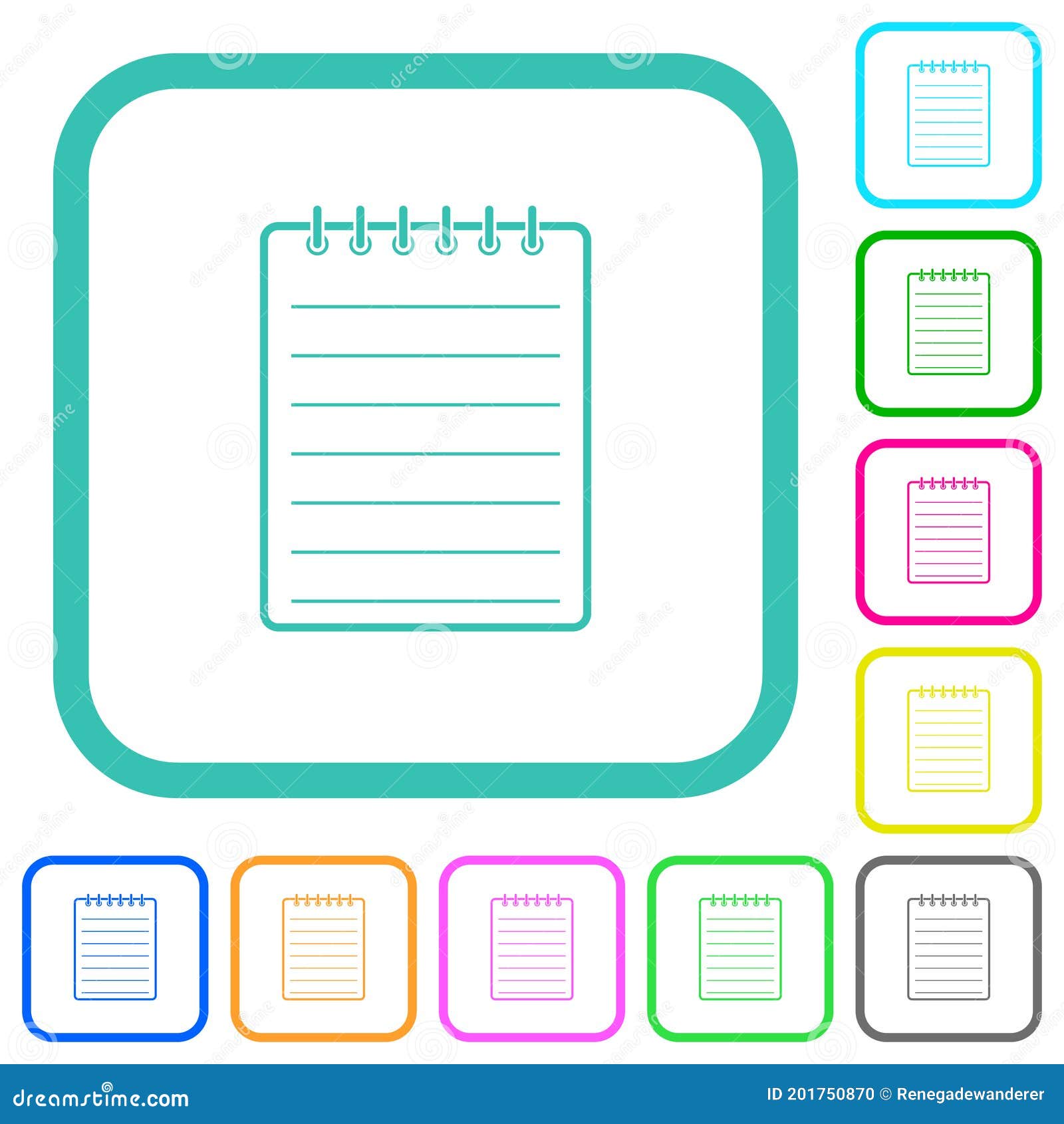 Notepad Vivid Colored Flat Icons Stock Vector - Illustration of icons ...