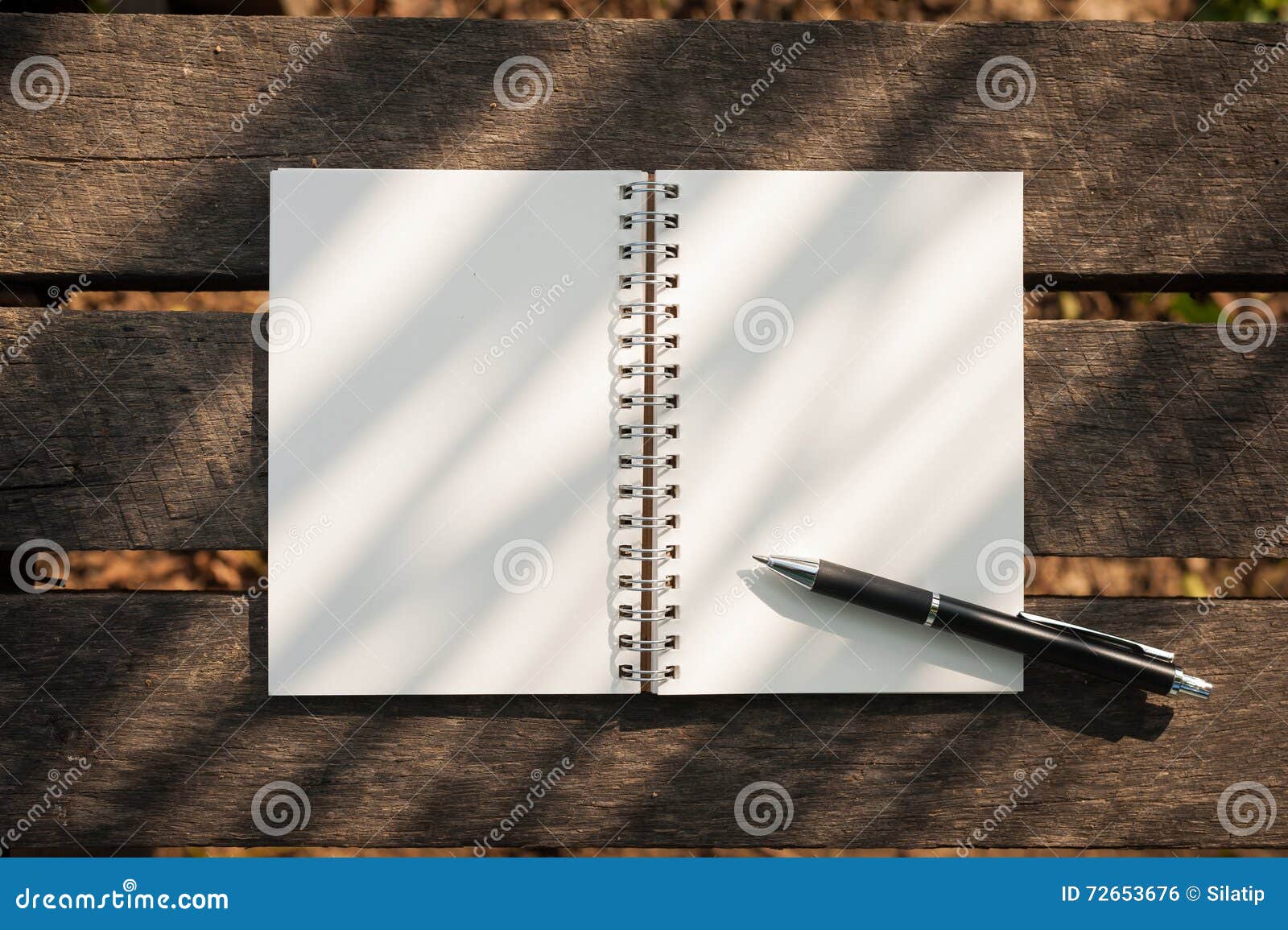 Notepad on wood table stock photo. Image of idea, morning - 72653676