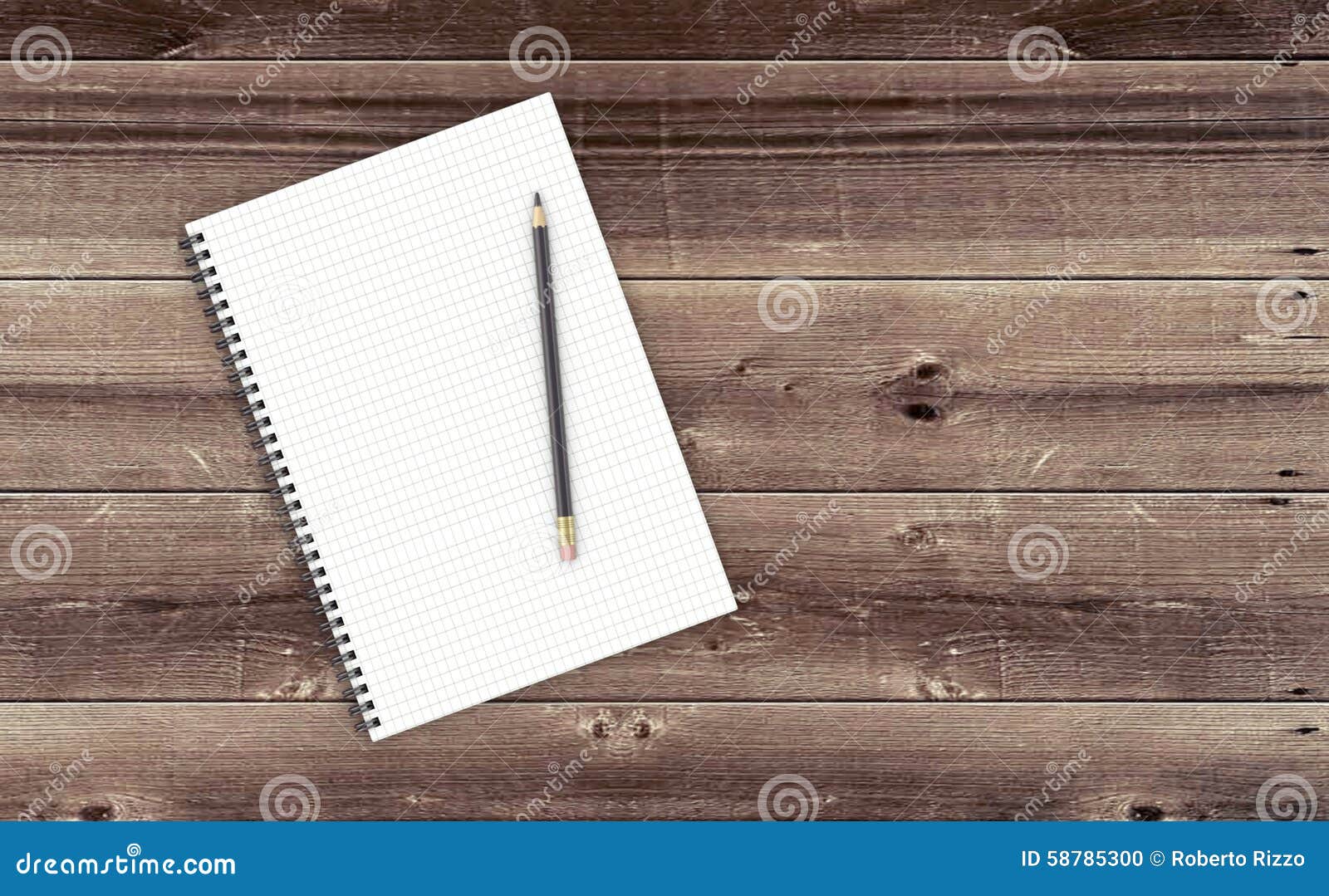 Notepad on wooden table. stock illustration. Illustration of note ...