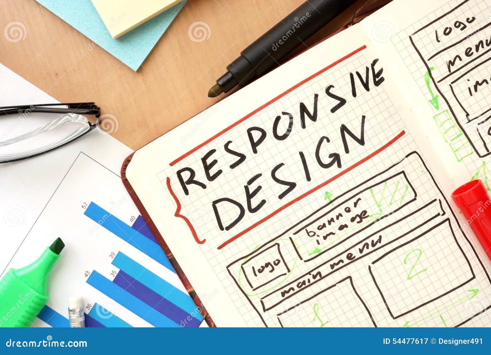Notepad with Word Responsive Design Concept Stock Image - Image of ...