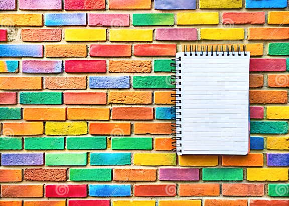 Notepad for Writing Notes, Reminders on a Bright Multi Colored Brick ...