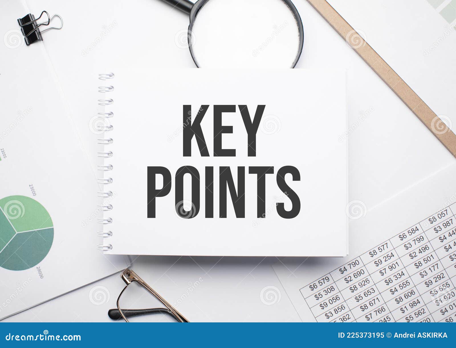 On the Notepad for Writing the Text KEY POINTS, Magnifier,charts and ...