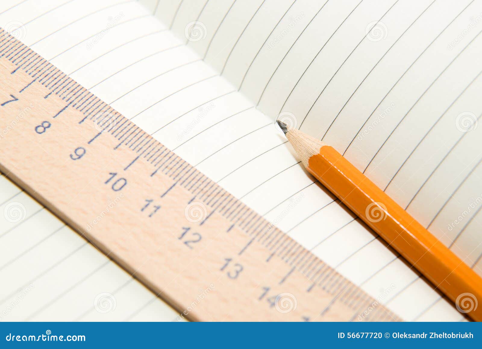 Notepads, Pencil and Wooden Ruler on the Old Tissue Stock Photo - Image ...