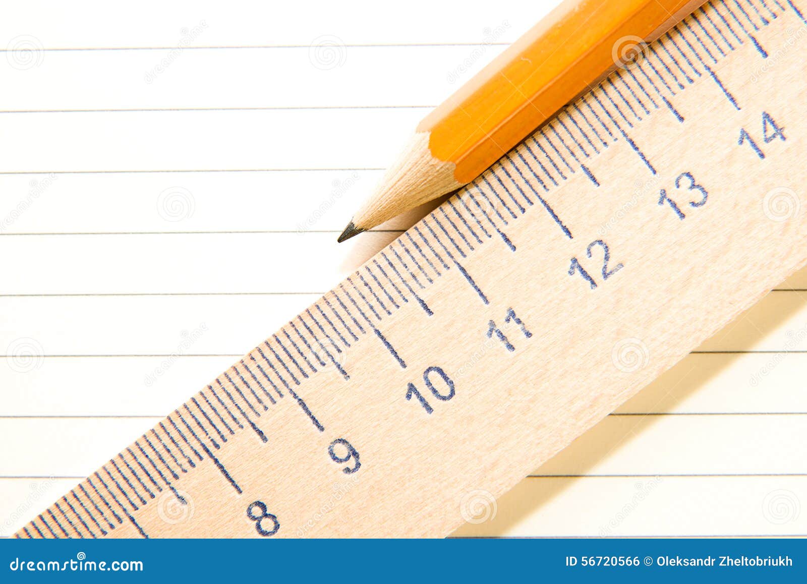 Notepads, Pencil and Wooden Ruler on the Old Tissue Stock Photo - Image ...