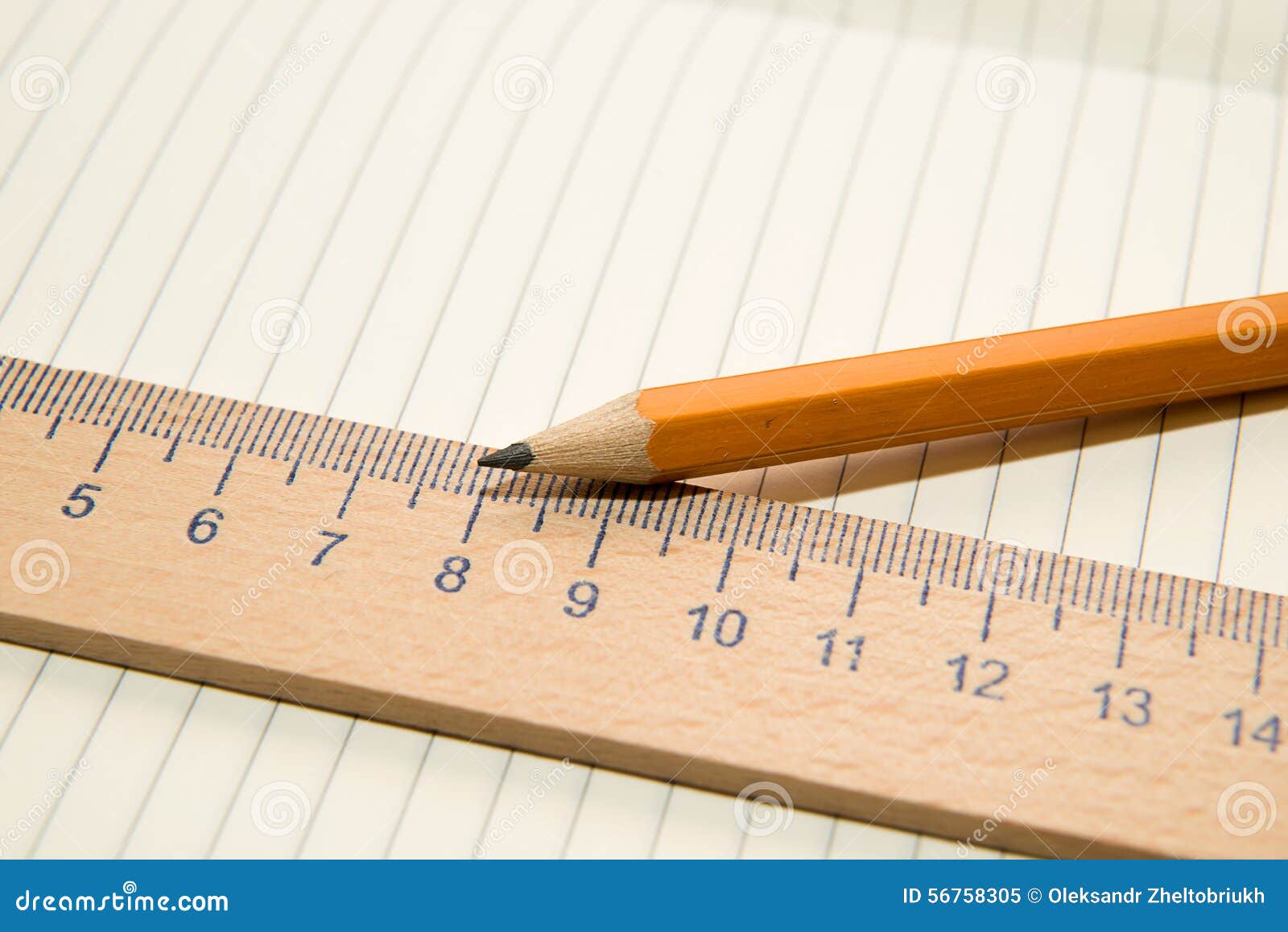 Notepads, Pencil and Wooden Ruler on the Old Tissue Stock Image - Image ...