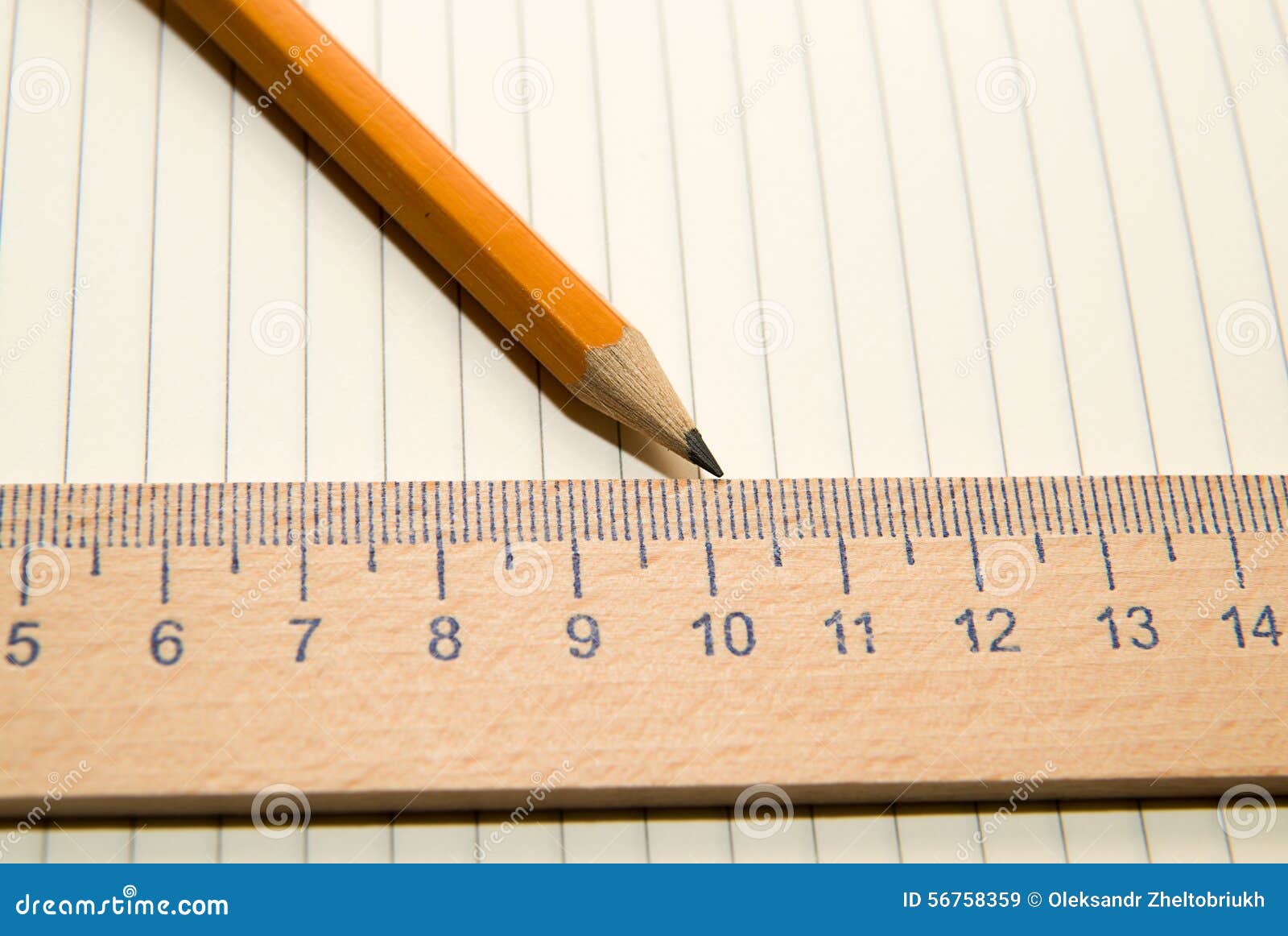 Notepads, Pencil and Wooden Ruler on the Old Tissue Stock Image - Image ...