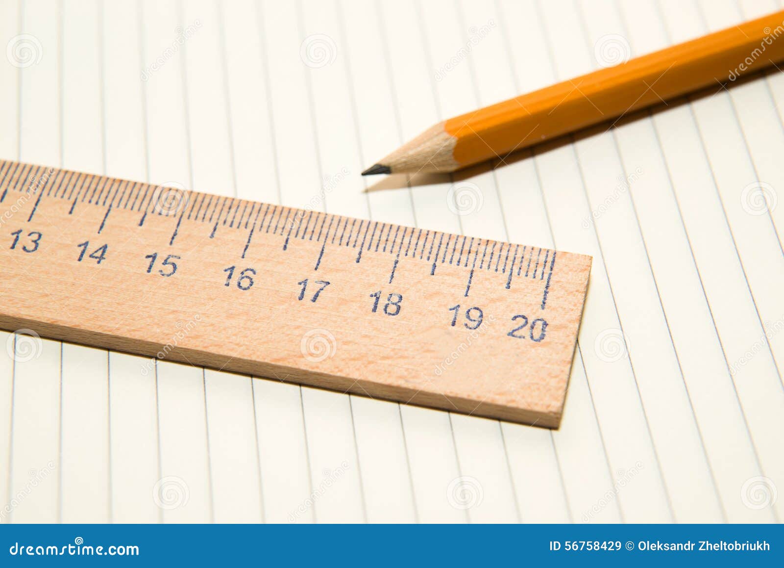 Notepads, Pencil and Wooden Ruler on the Old Tissue Stock Image - Image ...