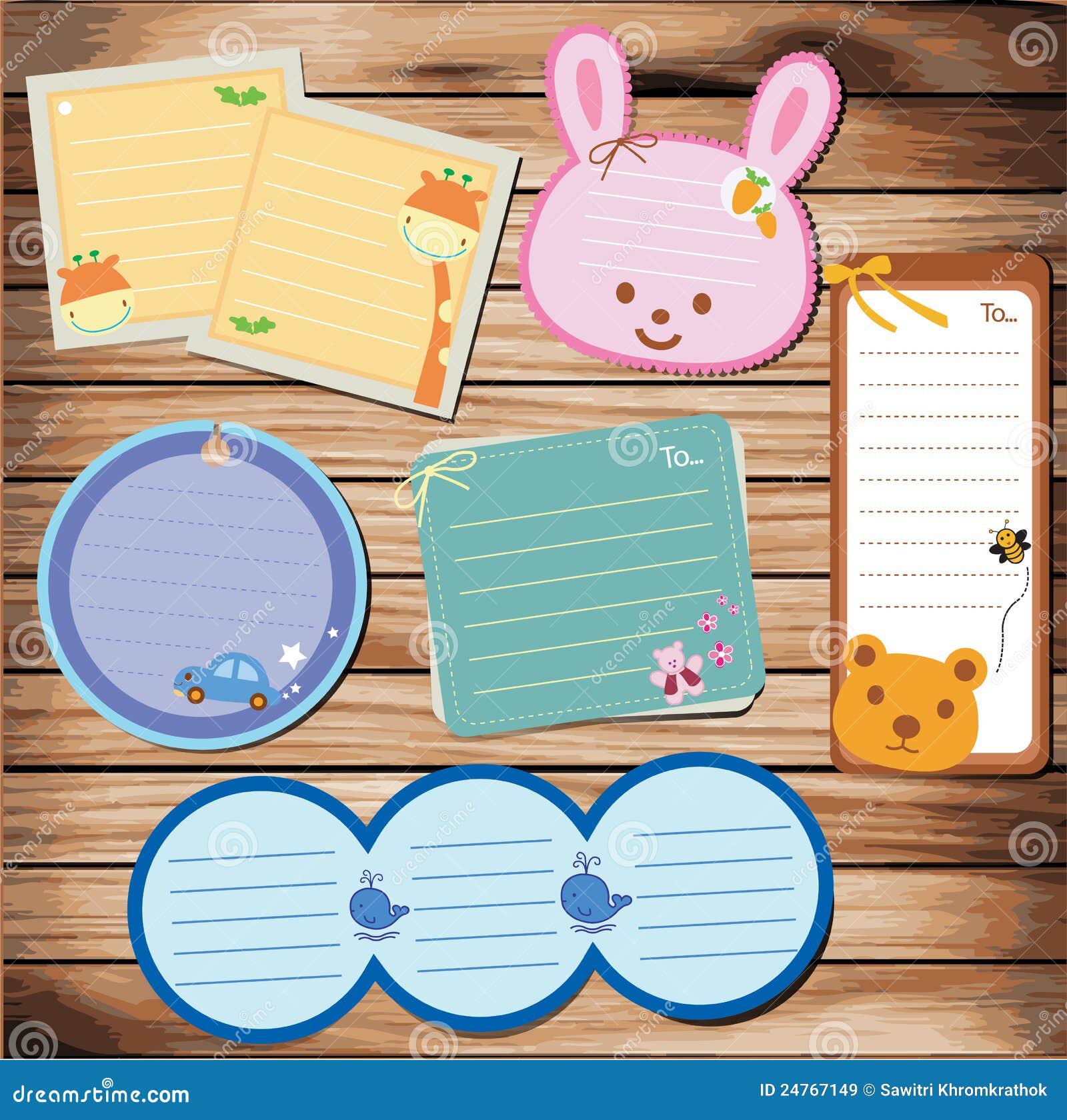 Notepaper On Wood Cartoon Vector | CartoonDealer.com #10880441