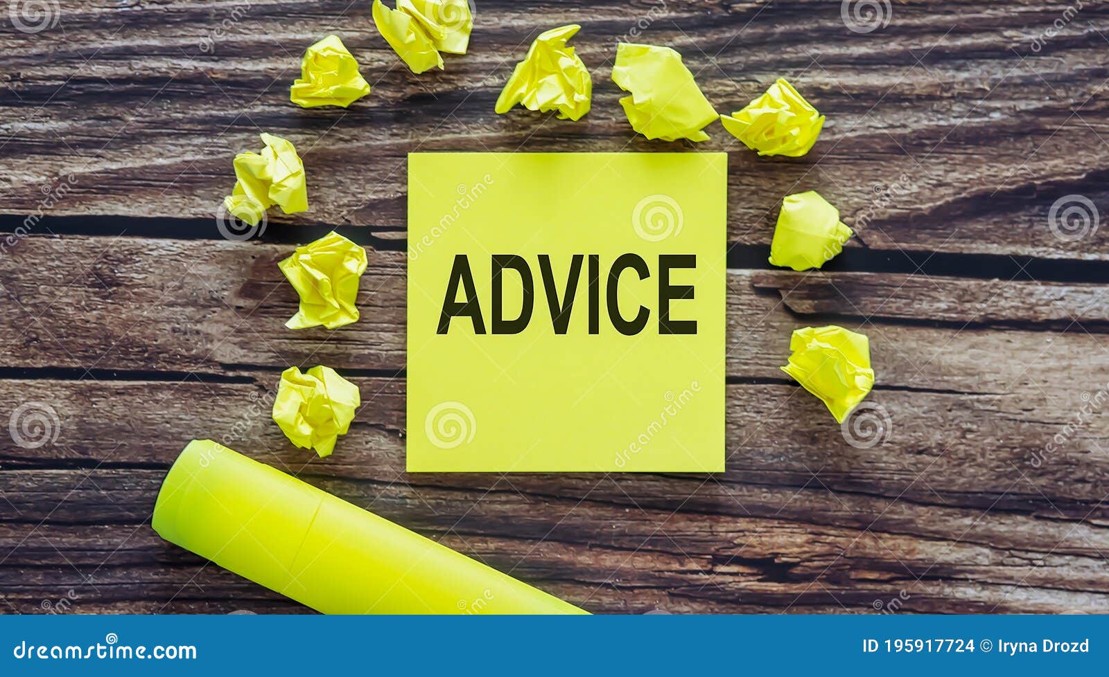 Notes about ADVICE ,concept on the Yellow Stickers Stock Photo - Image ...