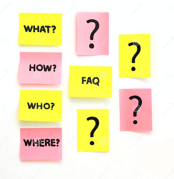 Notes Avec Les Questions Et Le FAQ Image stock - Image du support ...