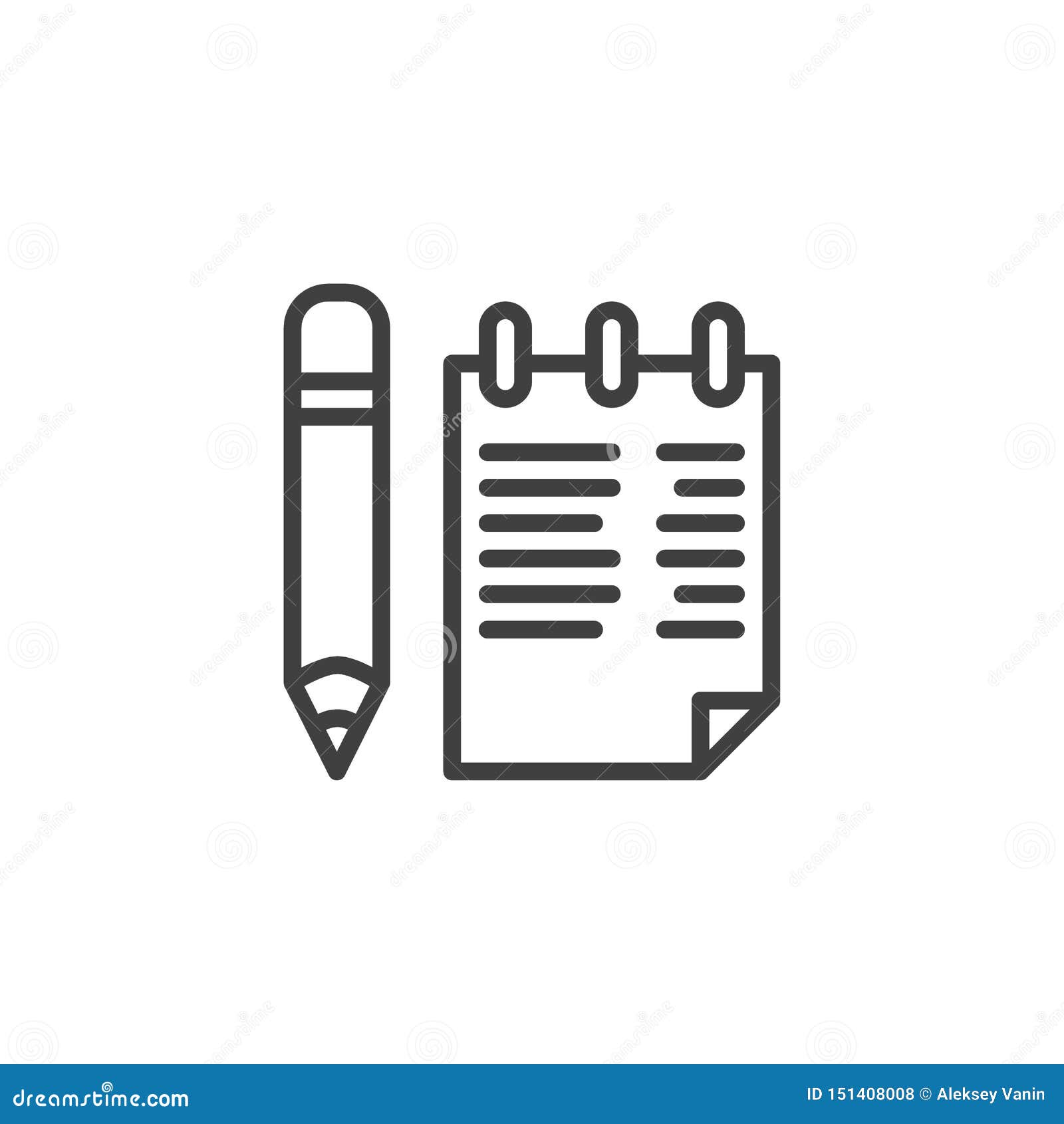 Notes Book and Pen Line Icon Stock Vector - Illustration of icon ...