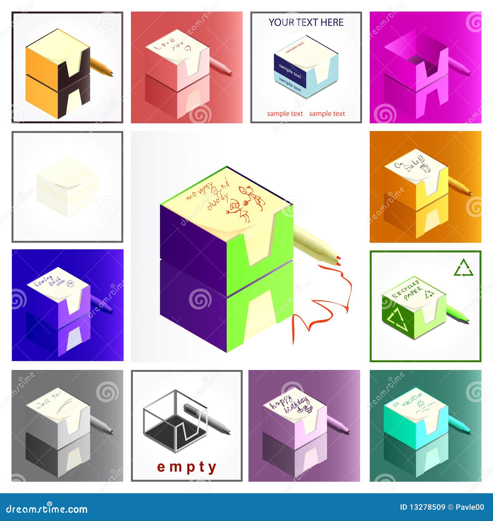 Notes box stock vector. Illustration of marker, call - 13278509