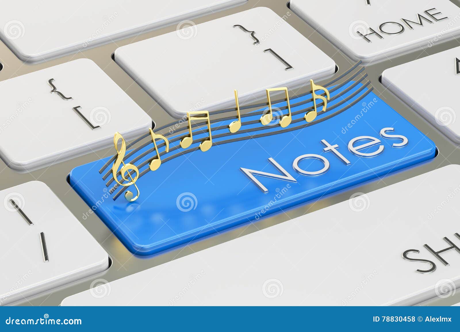 Notes Button, Key on Keyboard Stock Illustration - Illustration of ...