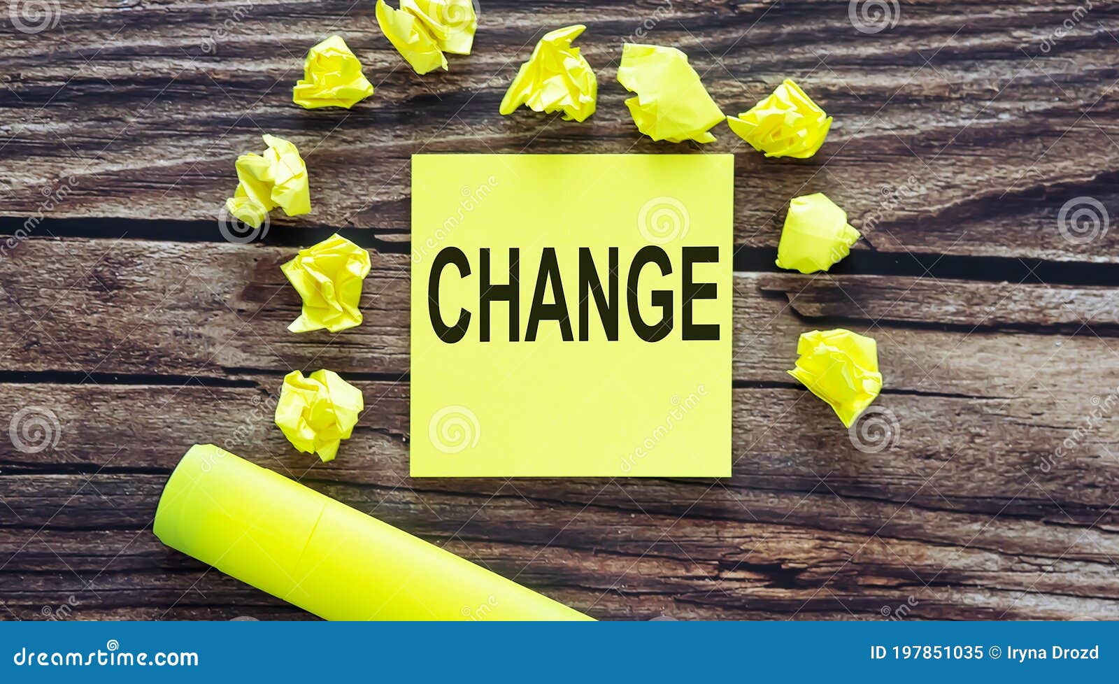 Notes about CHANGE ,concept on the Yellow Stickers Stock Image - Image ...