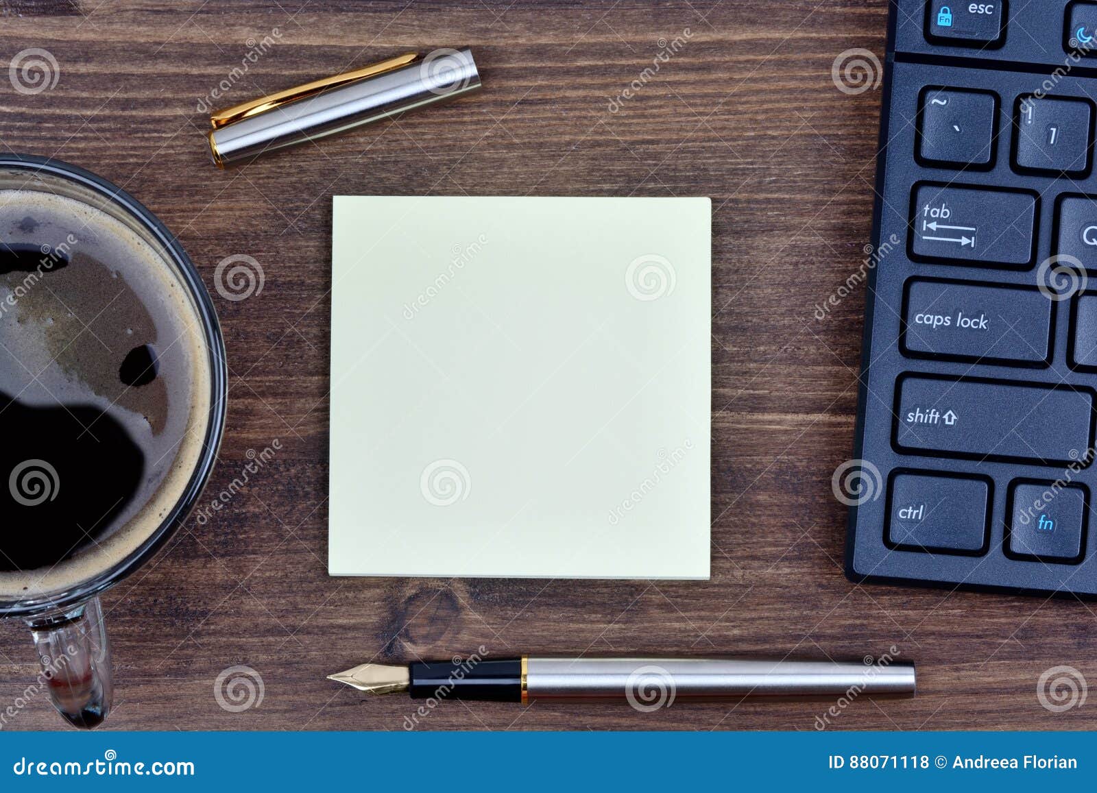 Notes with Coffee and Keyboard Computer on Table Stock Photo - Image of ...