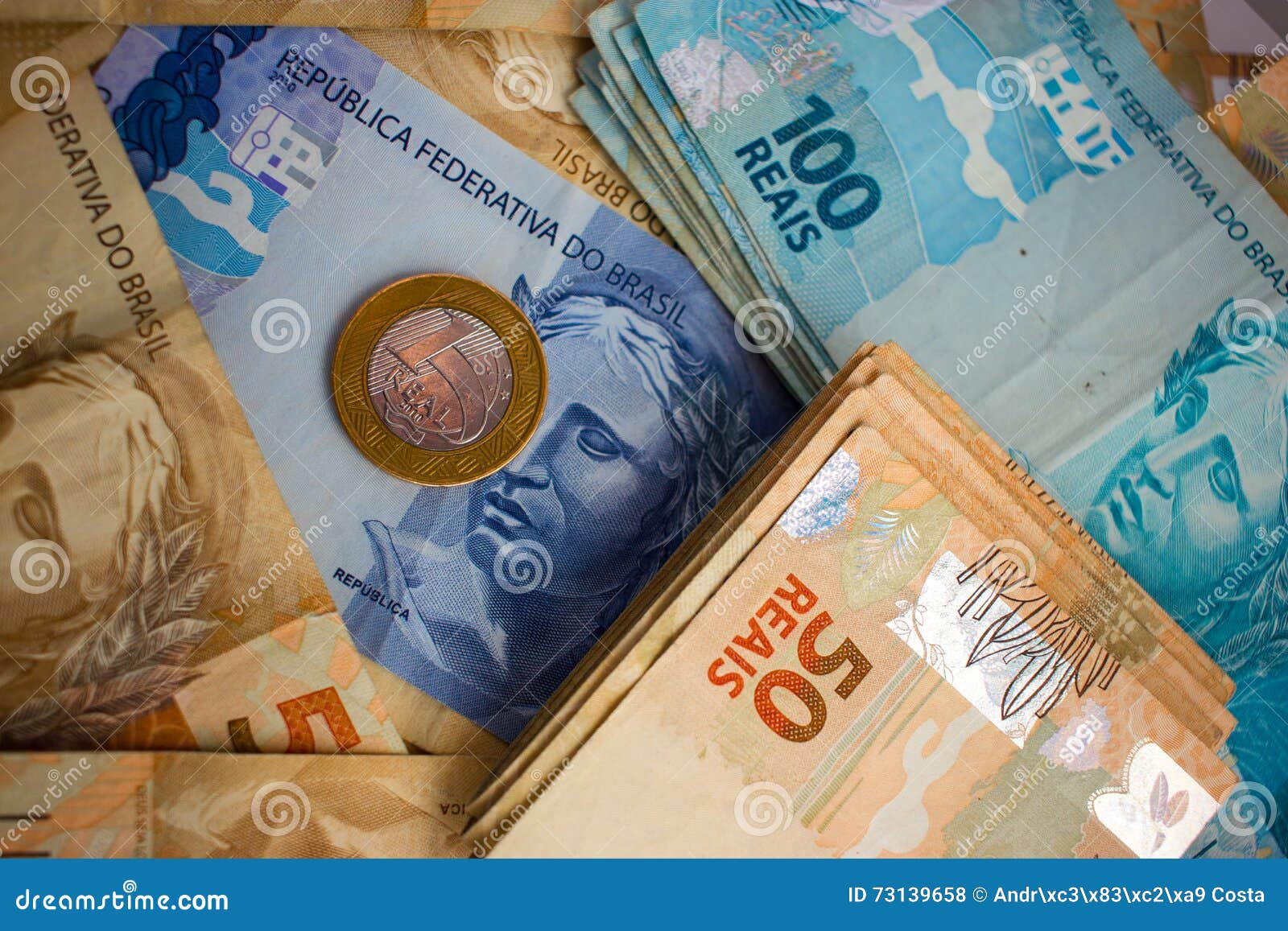 Notes and Coins of Brazil stock photo. Image of award - 73139658