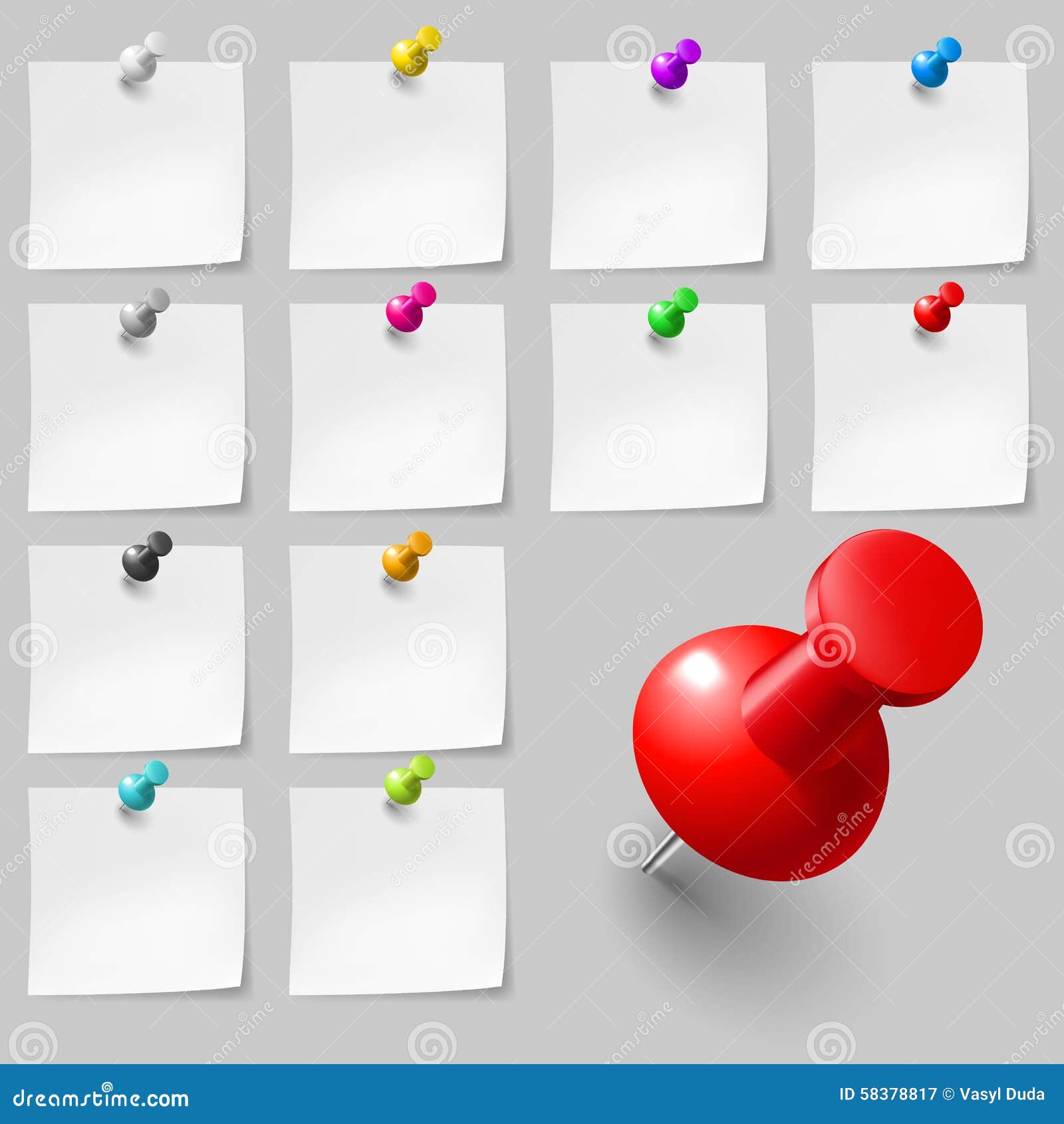 Notes Collantes Avec Des Punaises Illustration de Vecteur ...