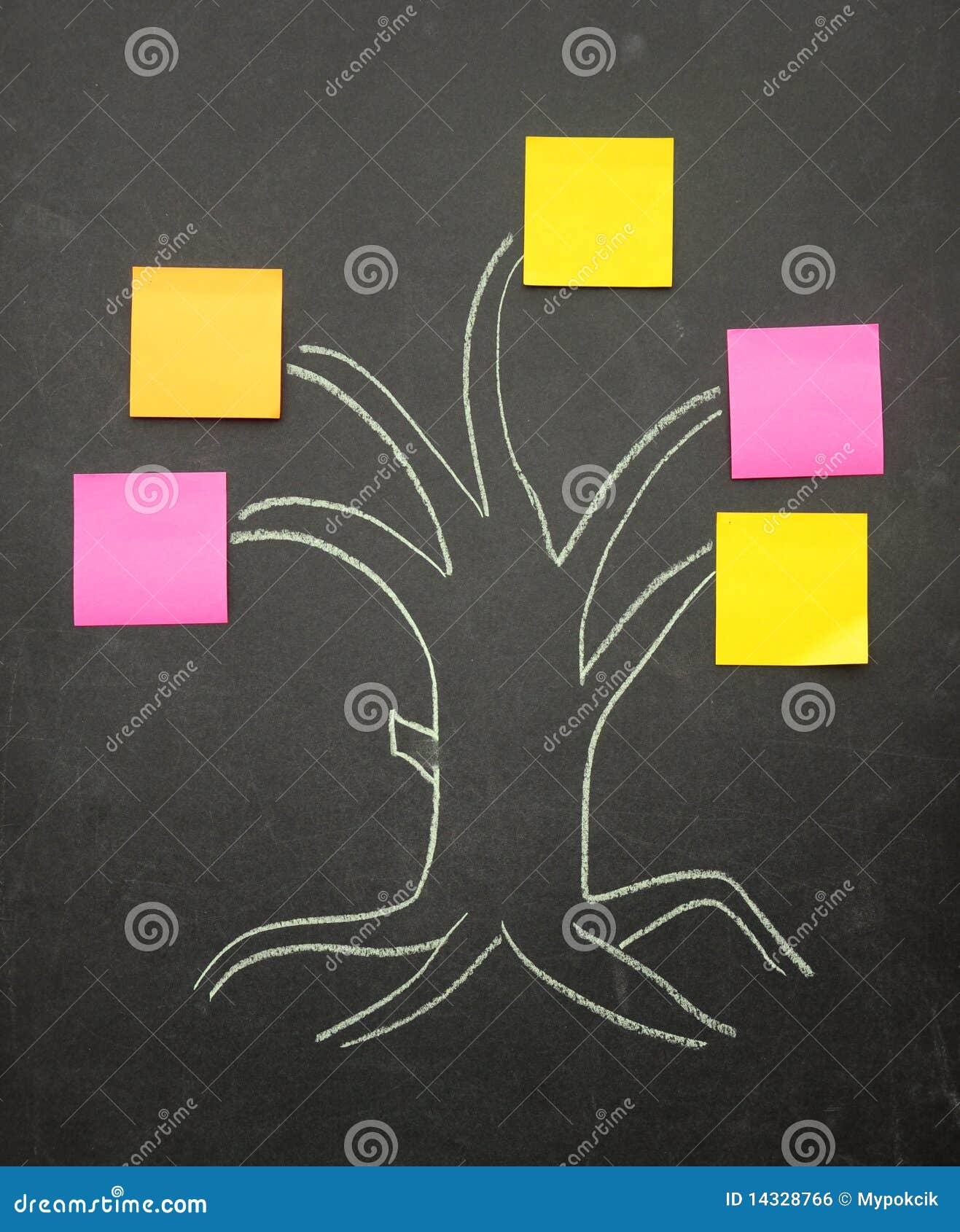 Notes Collantes Avec Le Tableau D'arbre Photo stock - Image du carte ...