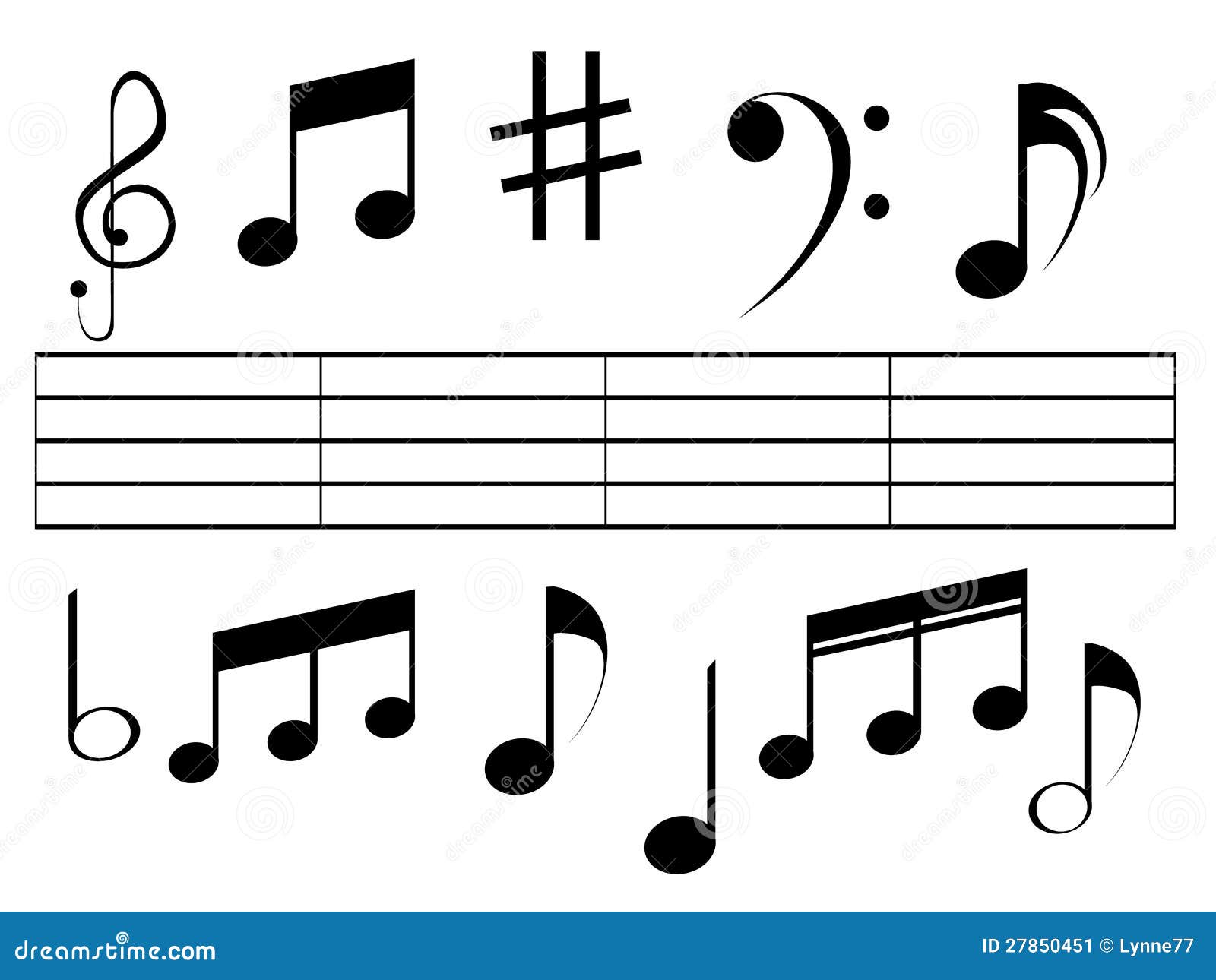 Notes de musique illustration de vecteur. Illustration du noires - 27850451