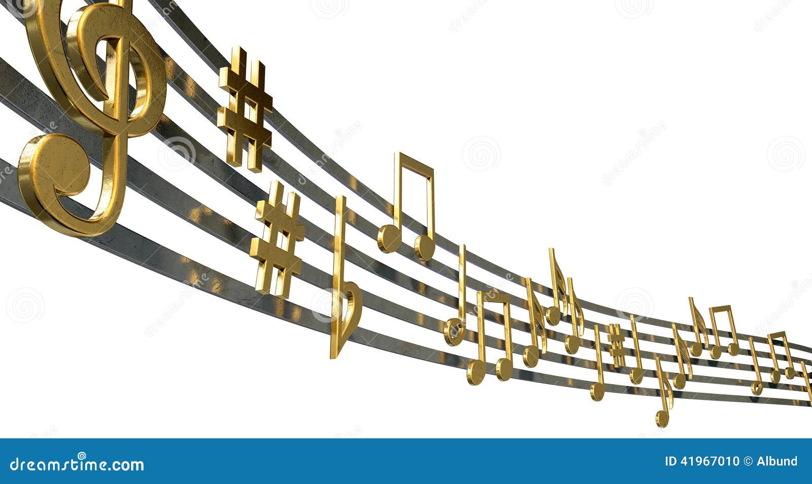 Notes De Musique D'or Sur Les Lignes Onduleuses Illustration Stock ...