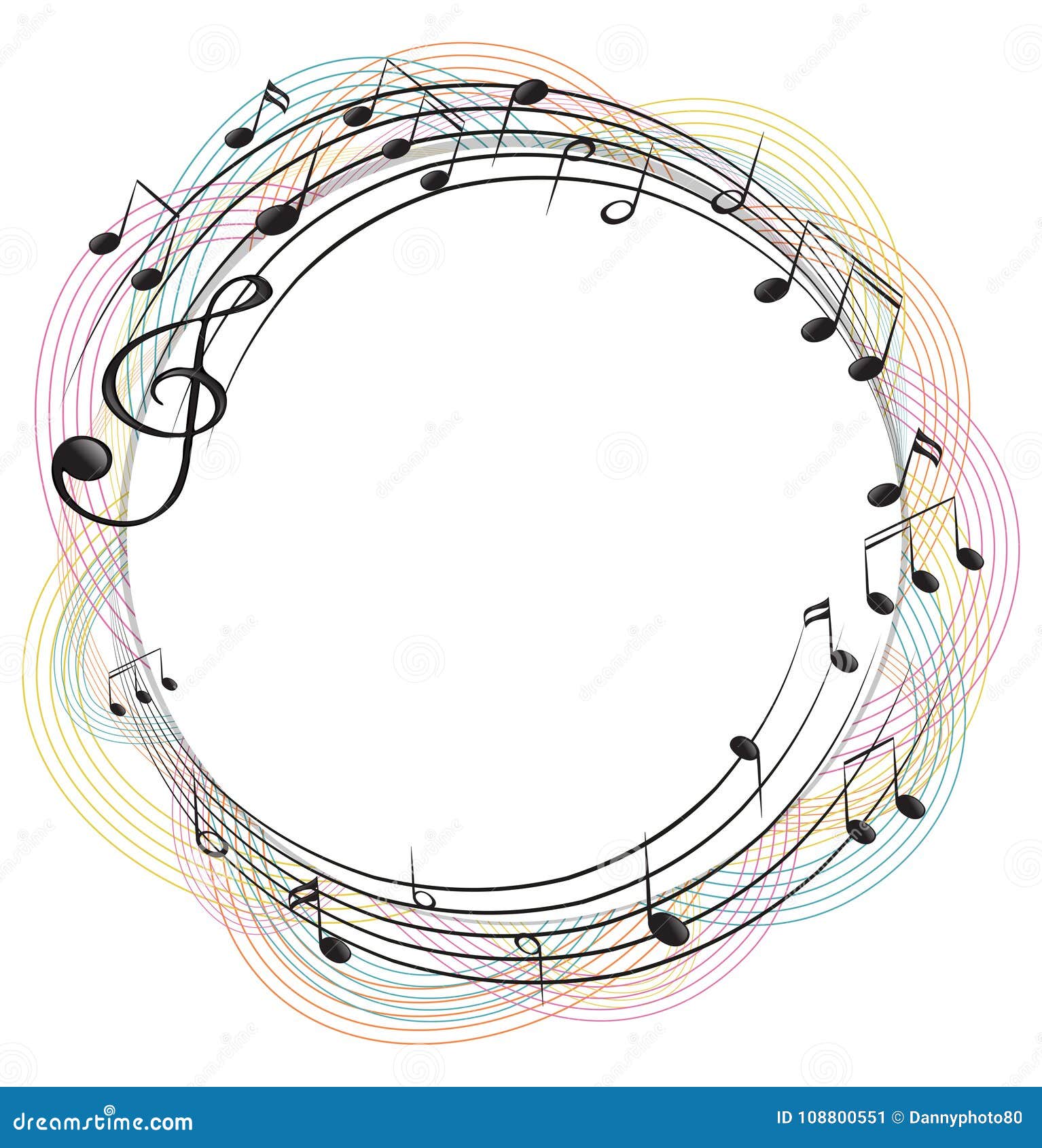 Notes De Musique Sur Le Cadre Rond Illustration de Vecteur ...