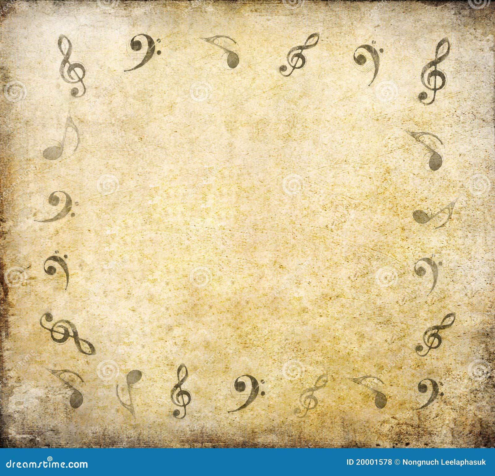 Notes De Musique Sur Le Vieux Papier Photo stock - Image du clé ...