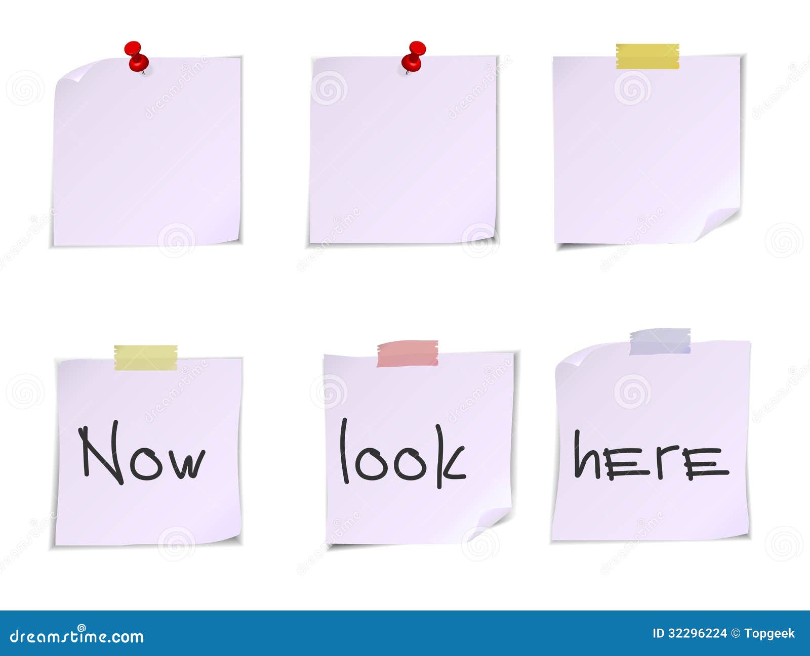 Notes De Post-it Blanches D'isolement Sur Le Fond Blanc. Illustration ...