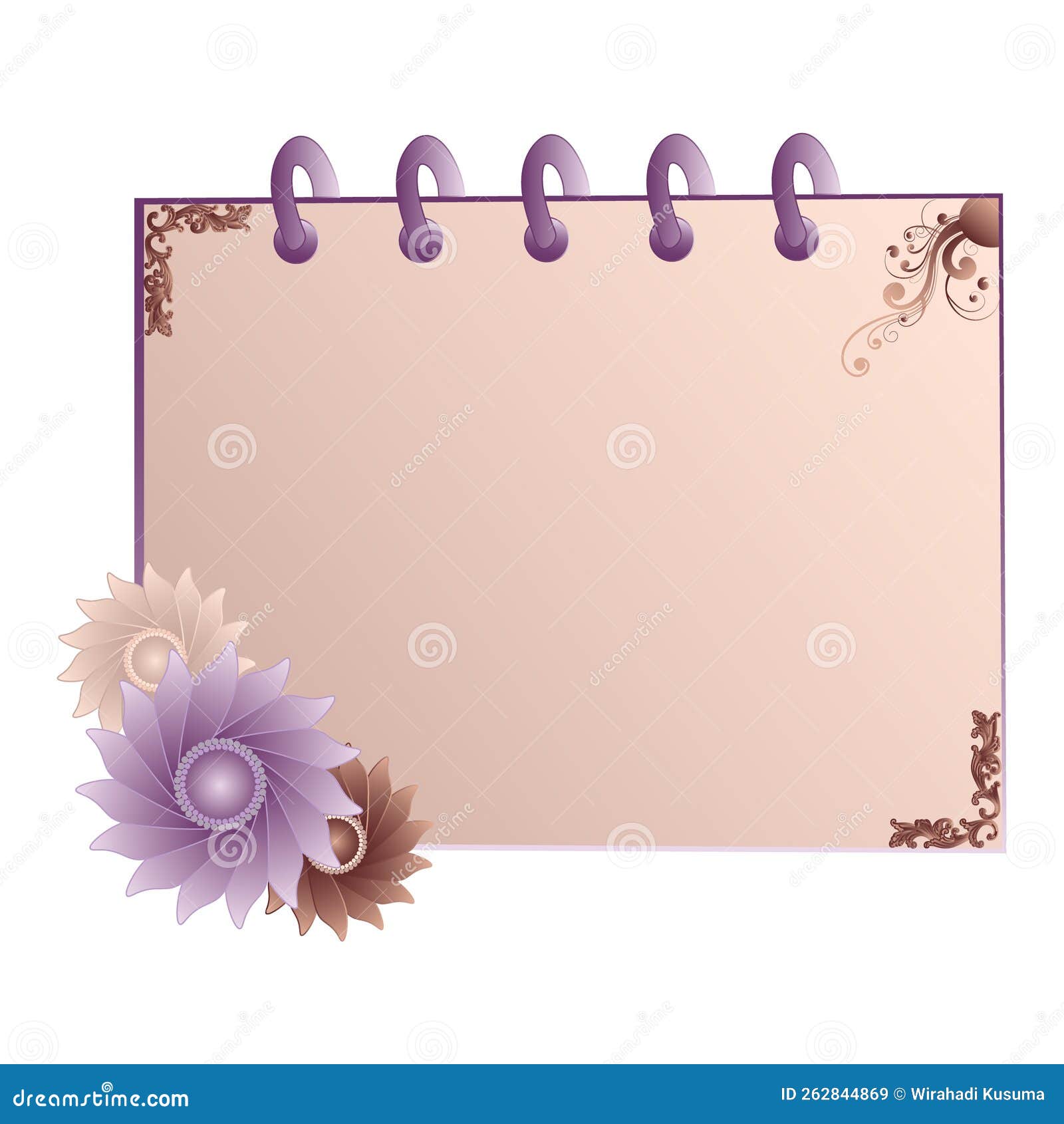 Notes Decorated with Floral Ornaments Stock Vector - Illustration of ...
