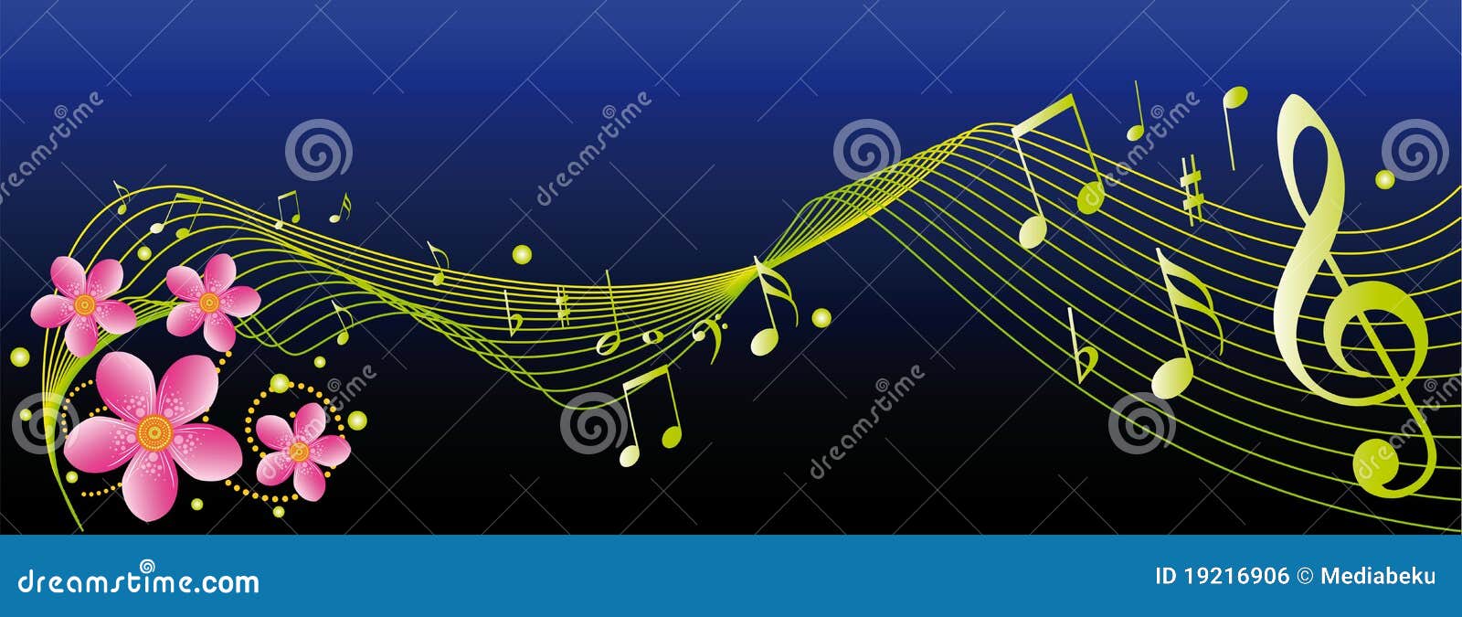 Notes et fleurs de musique illustration de vecteur. Illustration du ...