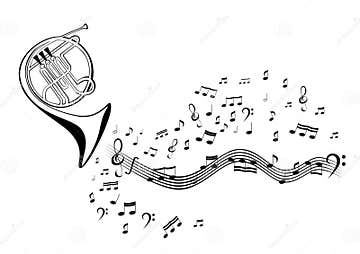 Notes and french horn stock vector. Illustration of hymnal - 24539059