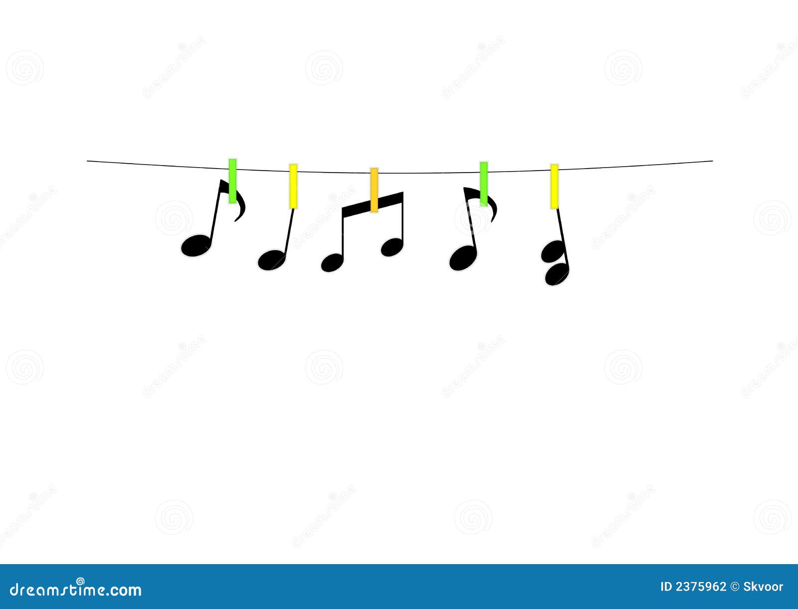 Notes hanged on rope stock illustration. Illustration of music - 2375962