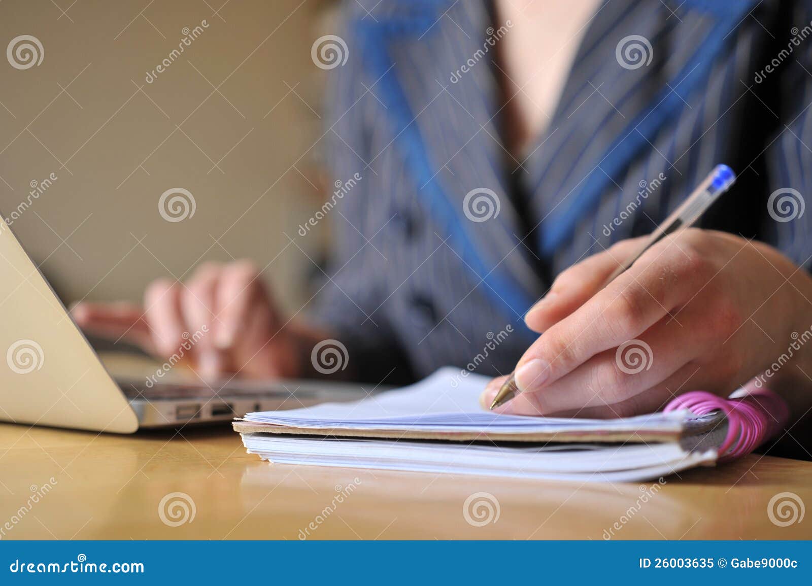 Notes and laptop stock image. Image of desk, female, young - 26003635