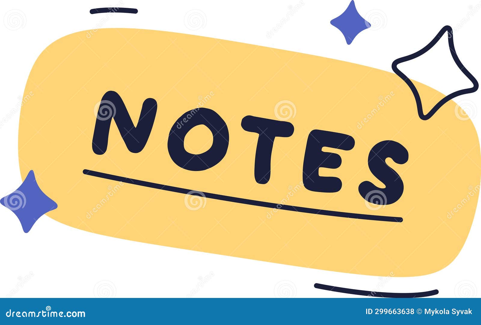 Notes Lettering Sticker stock vector. Illustration of notebook - 299663638