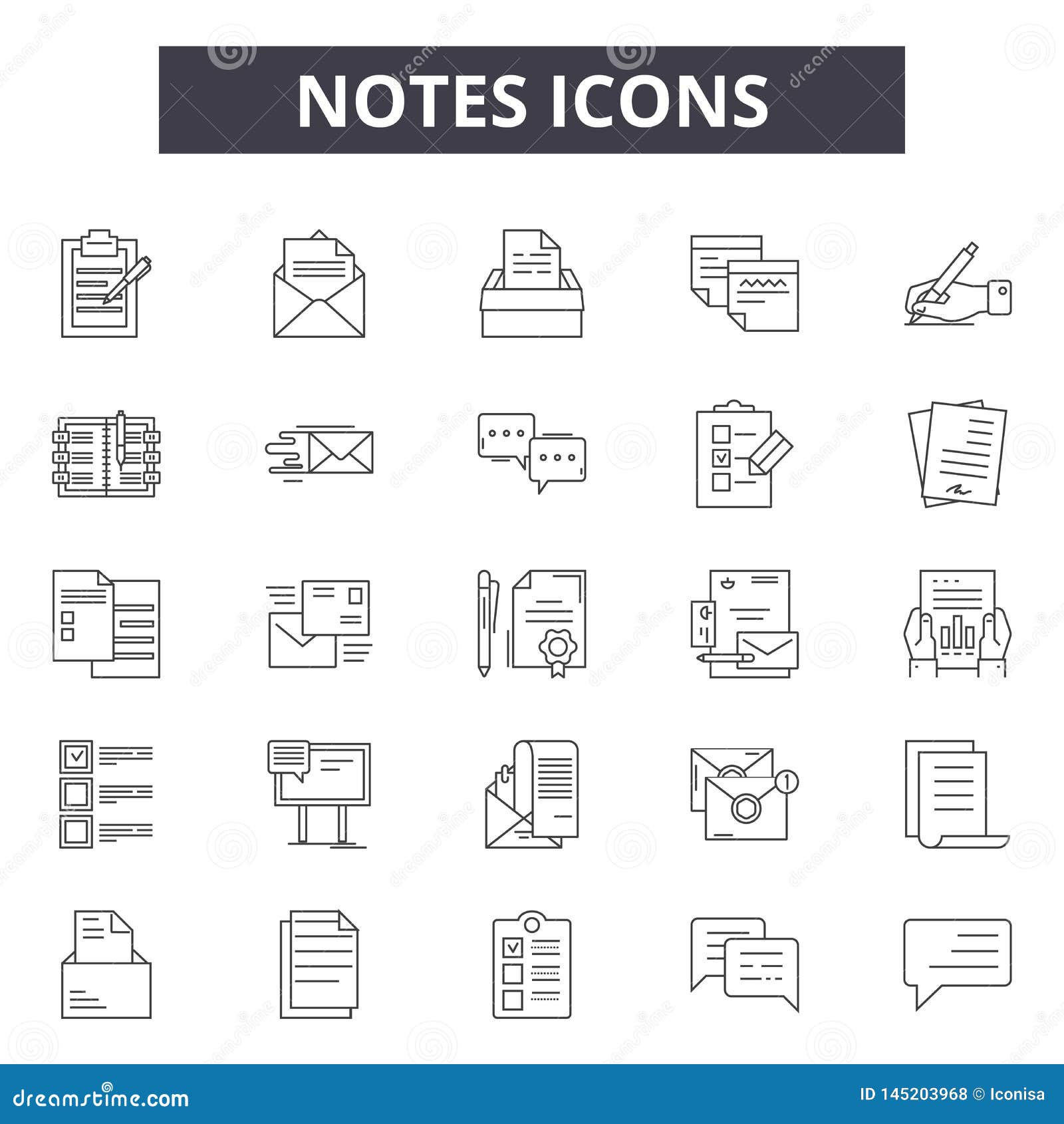Notes Line Icons, Signs, Vector Set, Outline Illustration Concept Stock ...
