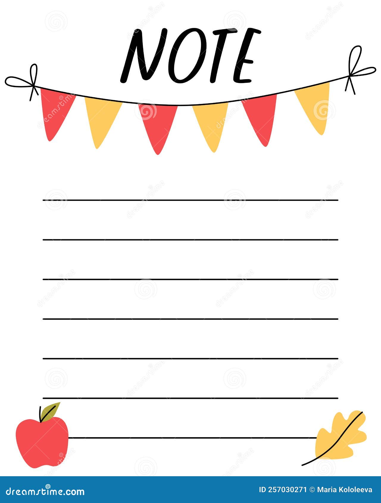 Notes List Template. Organizer and Schedule with Place for Notes. Good ...