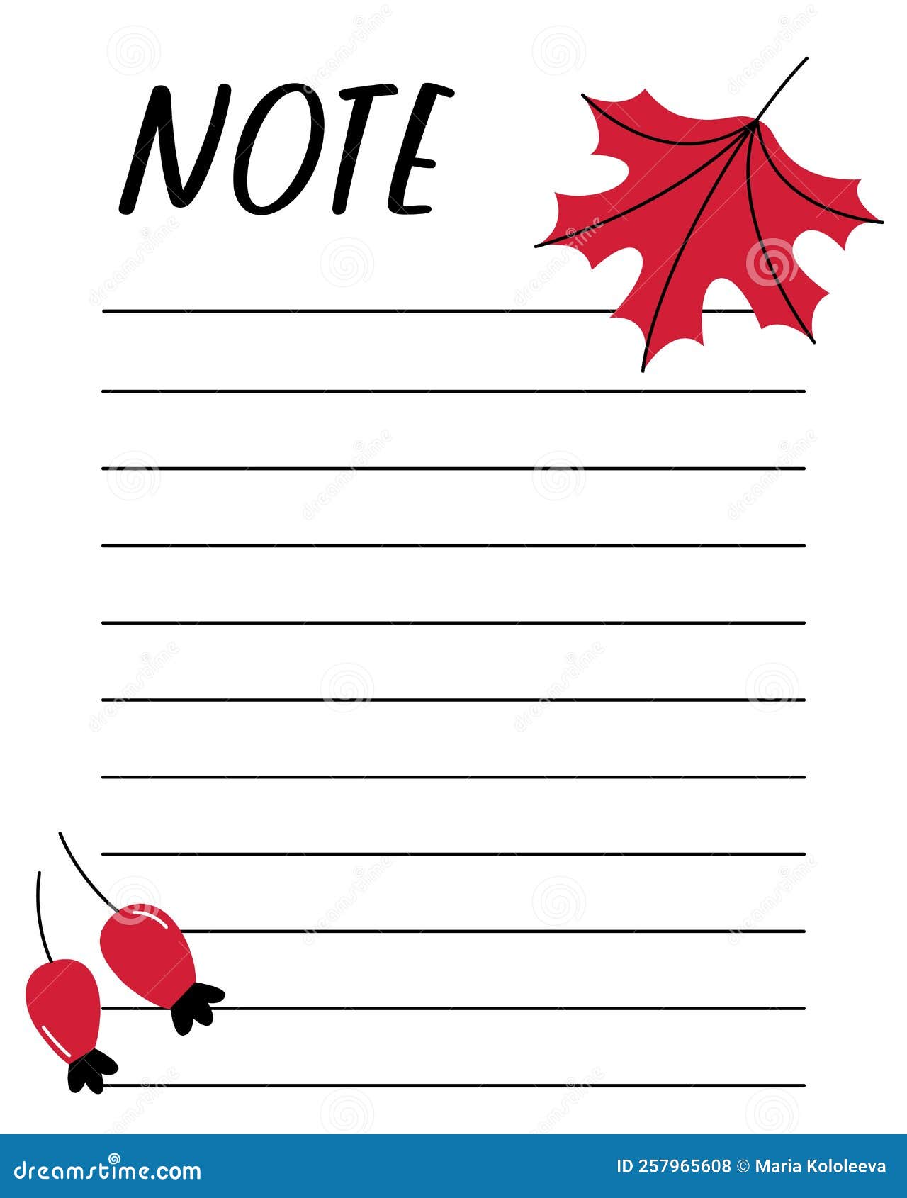 Notes List Template. Organizer and Schedule with Place for Notes. Good ...
