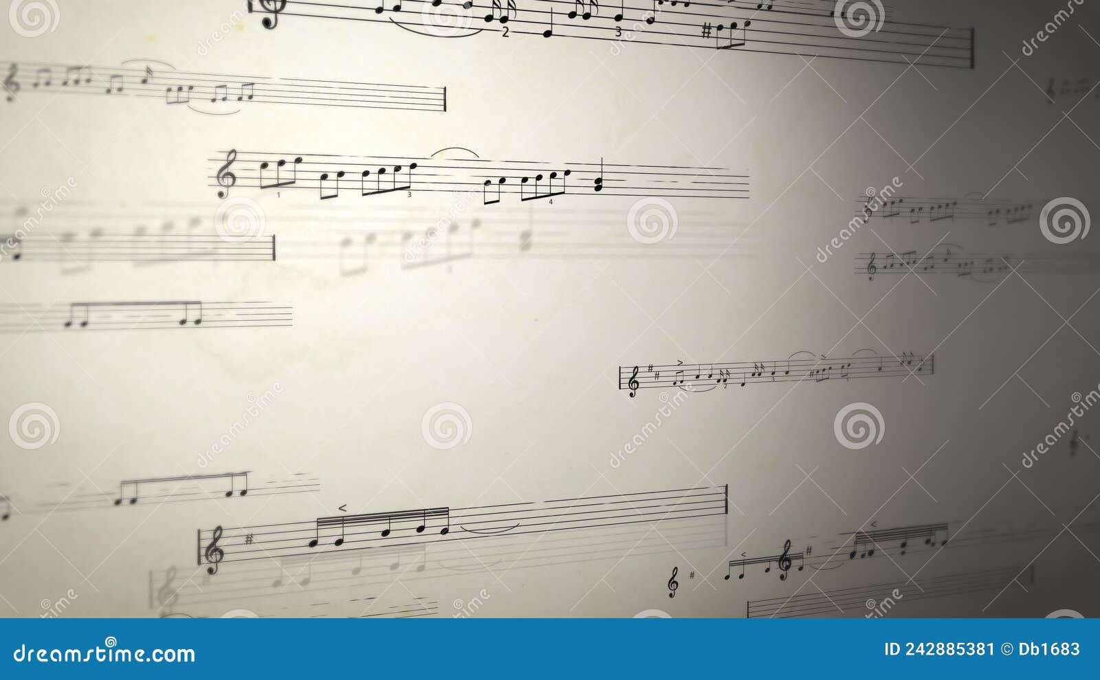 Notes of Music Piece Slowly Unfold on Staves on Piece of Paper Stock ...